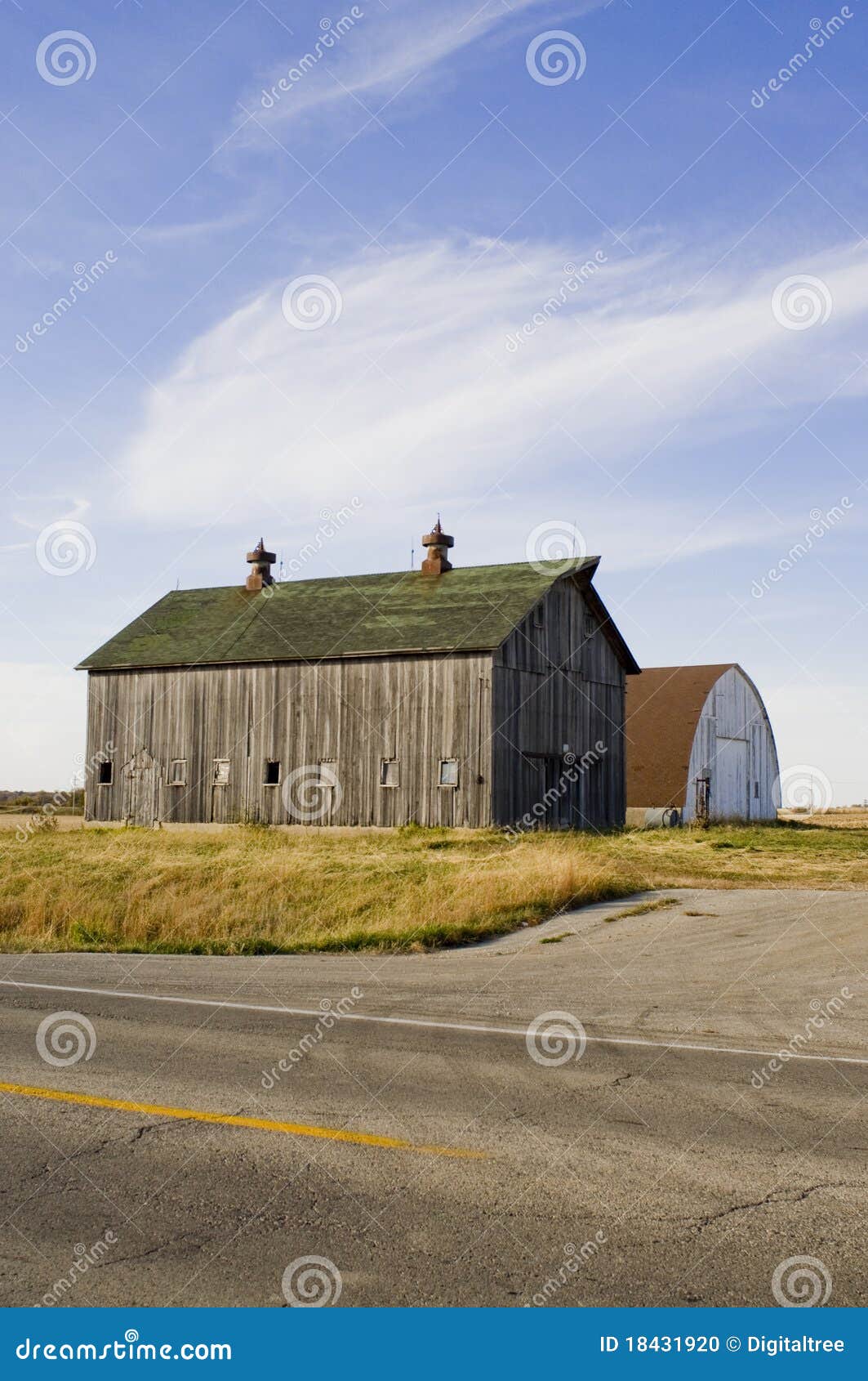 Old Barns Next To County Road in Iowa Stock Photo - Image of county ...