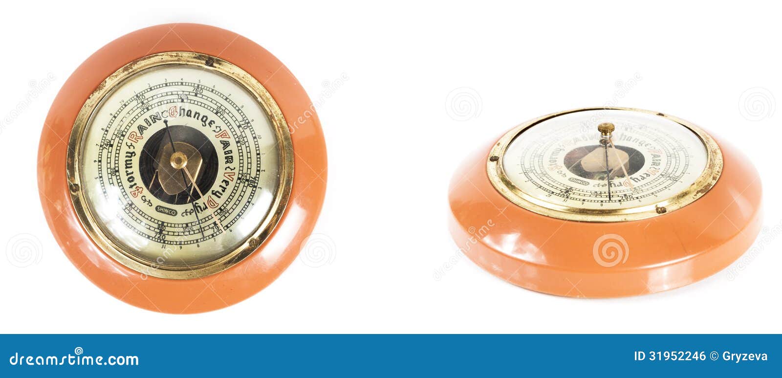 Old Barometer Close-up Isolated on White Background Stock Photo - Image ...