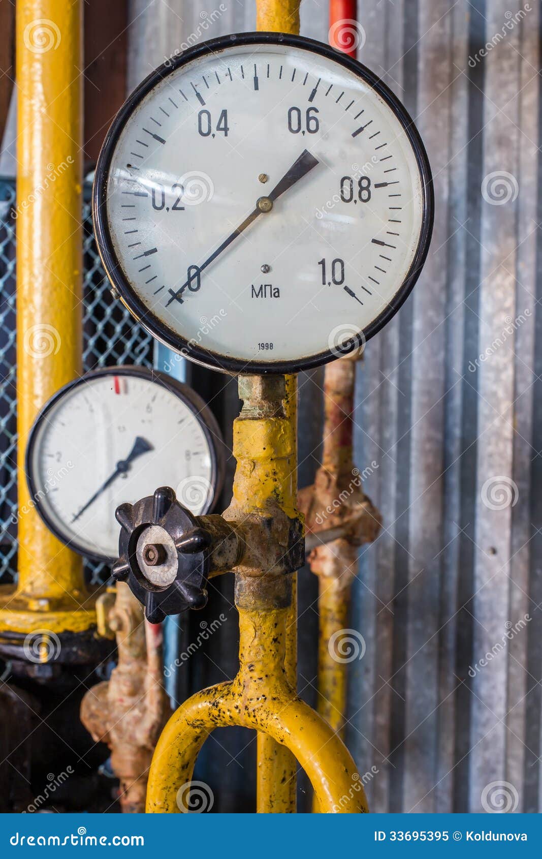 Old barometer on the tube stock image. Image of metal - 33695395
