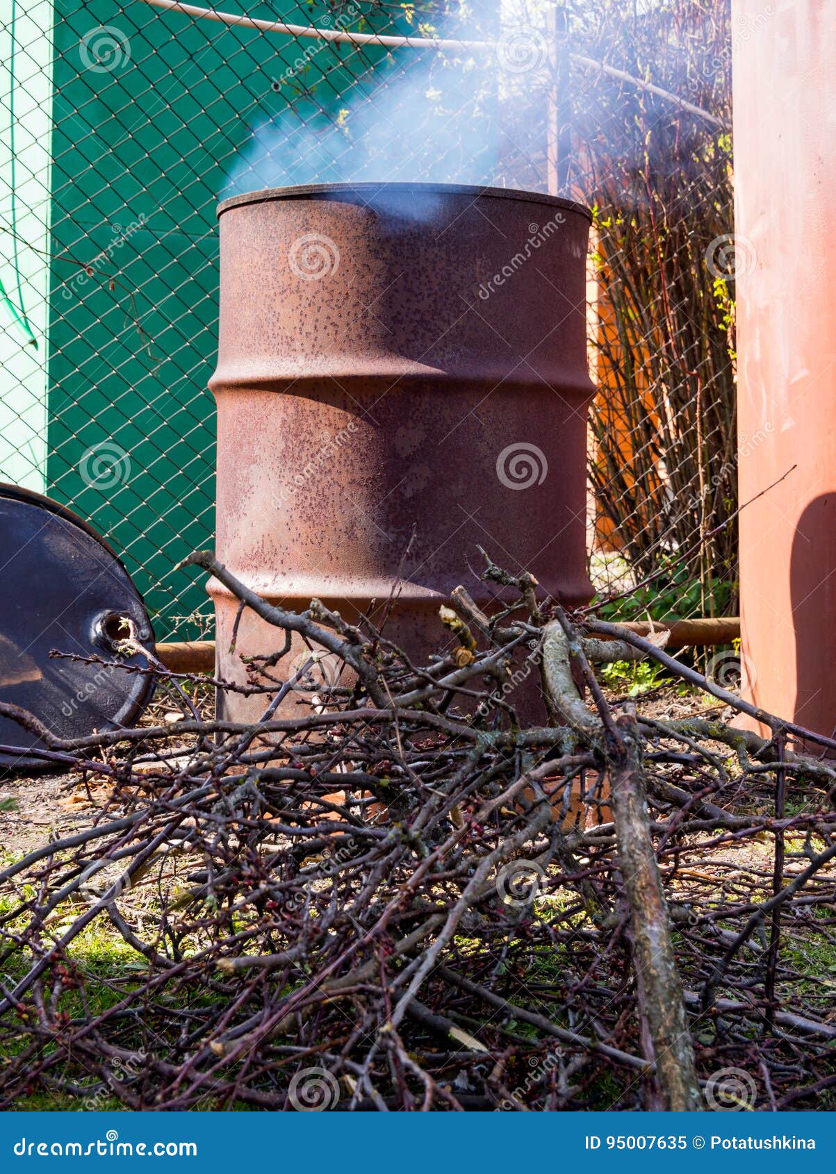 Old Barrel, Adapted for Burning Branches Stock Image - Image of adapted ...