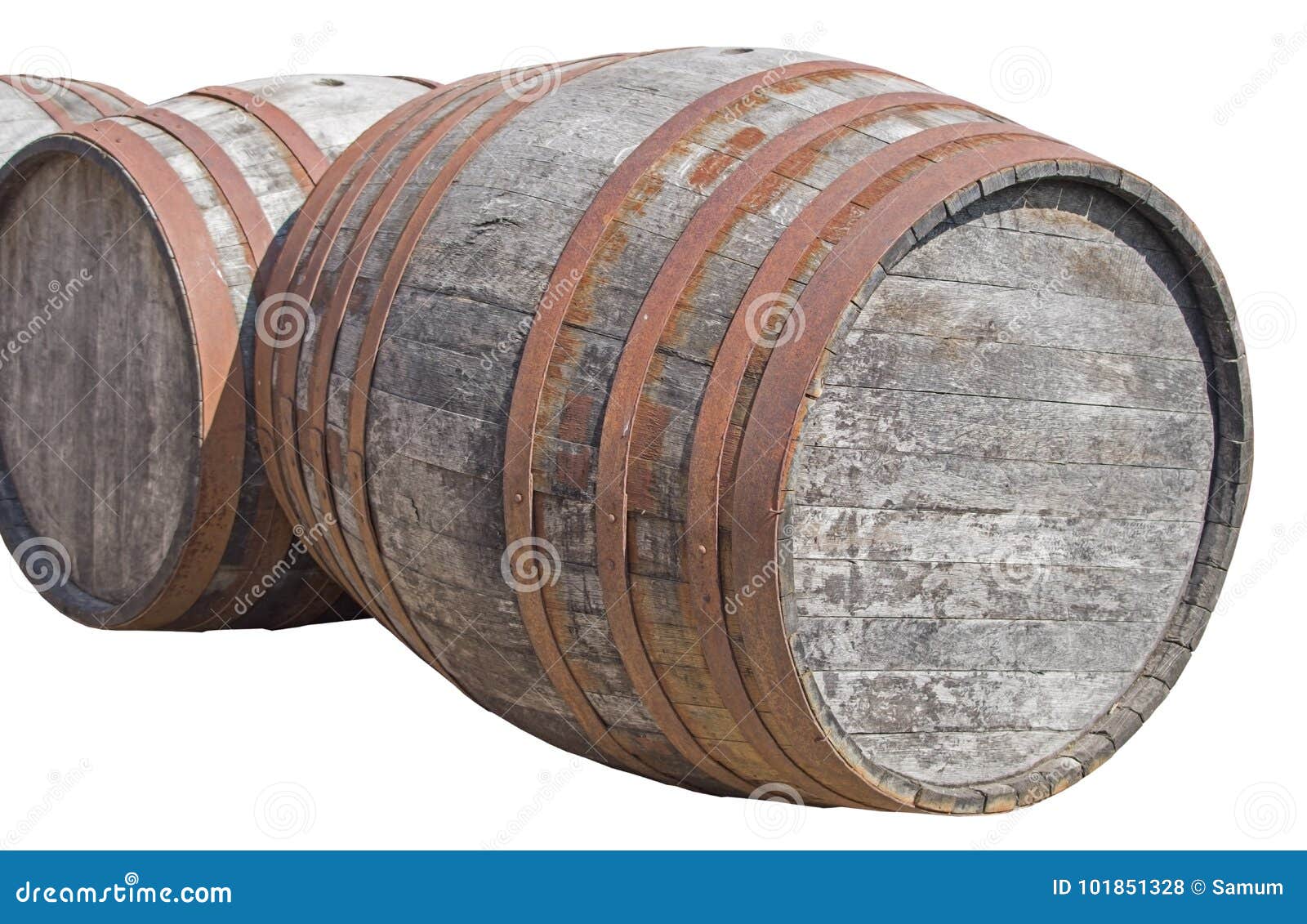 Old barrel over white stock photo. Image of rows, cool - 101851328