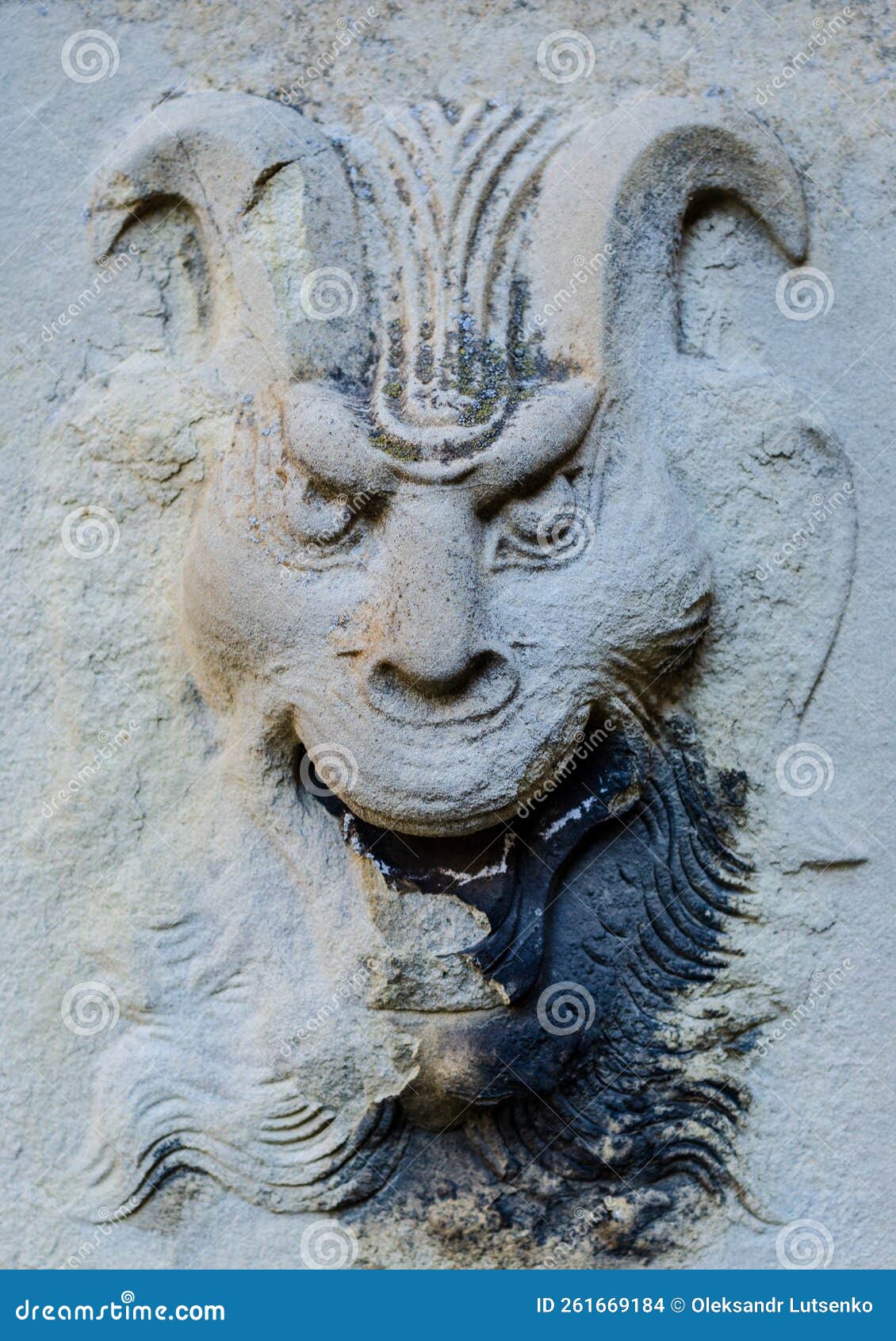 Old Bas-relief of Devil on the Castle Wall Stock Photo - Image of ...