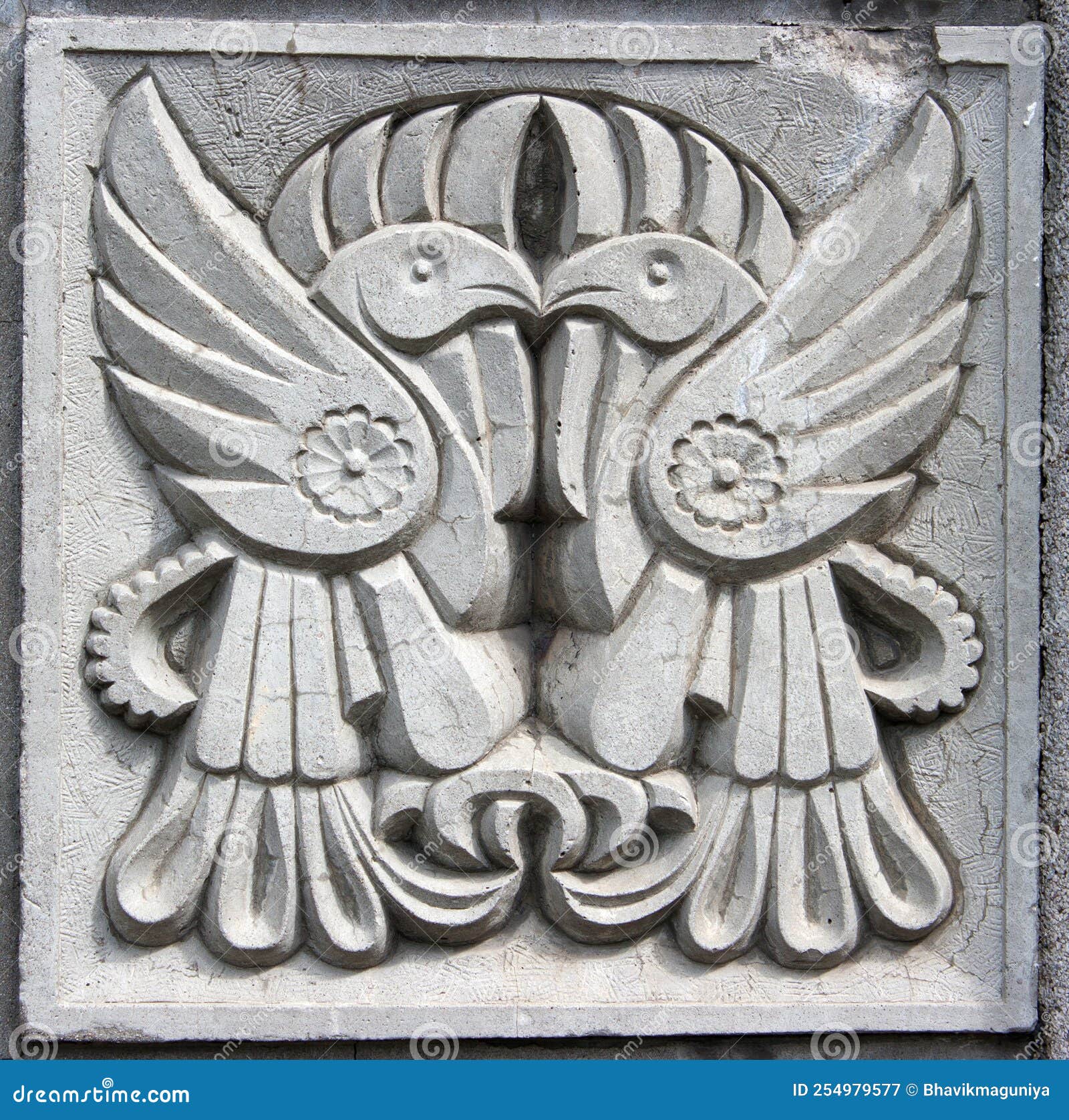 Old Bas-relief of Fairytale Two Crows Stock Image - Image of crows ...