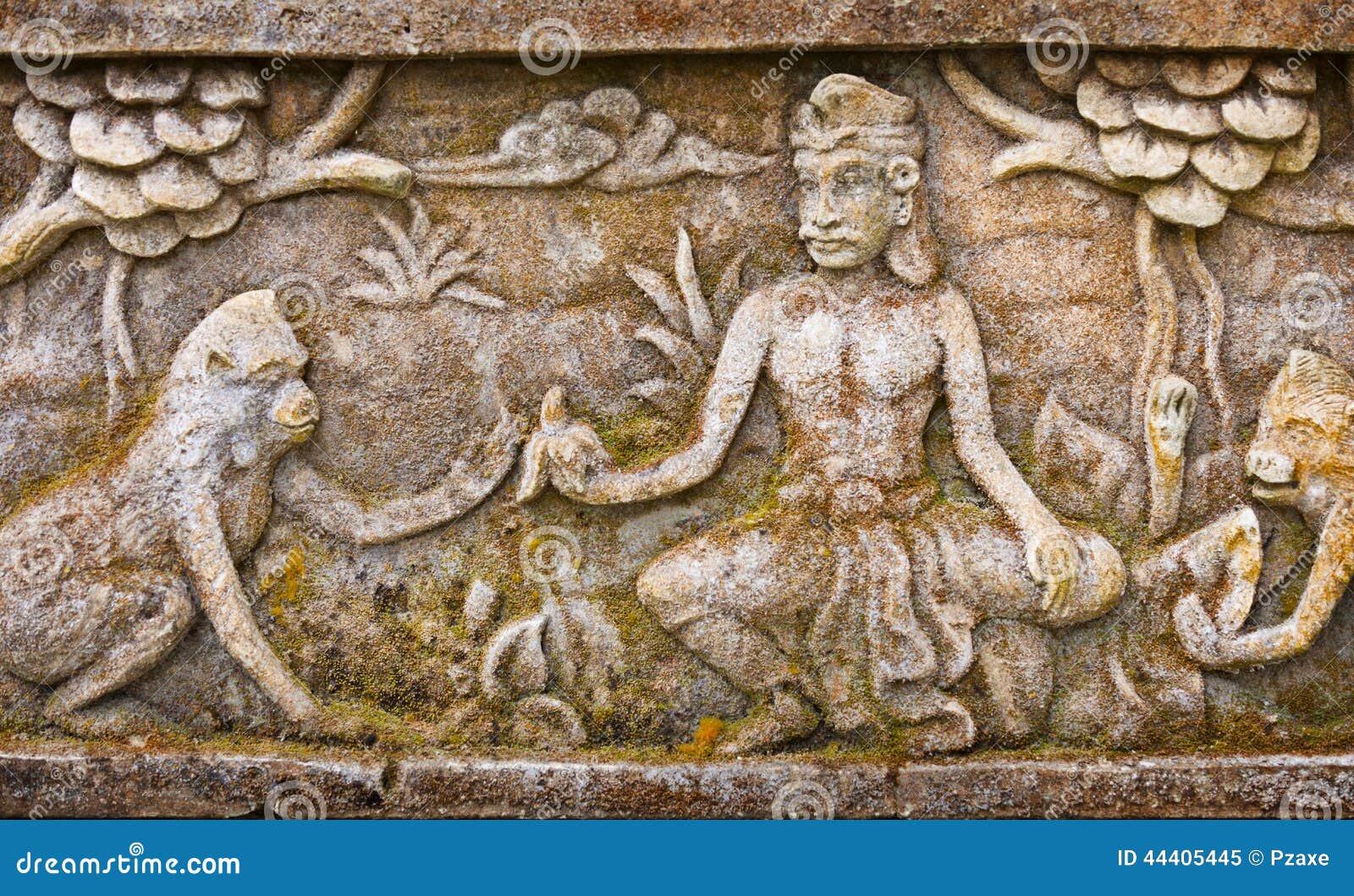 Old Bas-relief On The Wall Of The Temple. Indonesia, Bali Royalty-Free ...