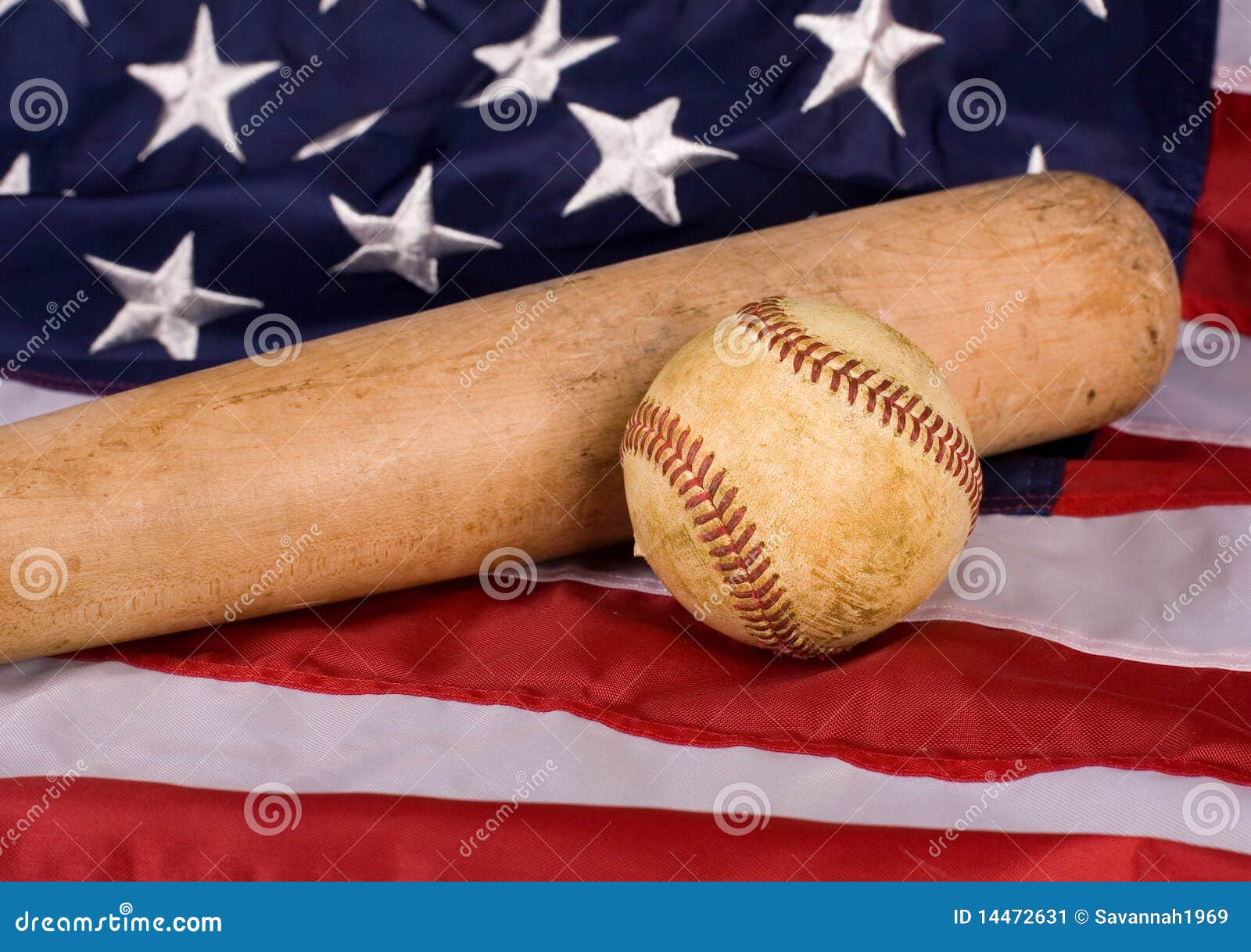 Old Baseball And Bat With American Flag Stock Image | CartoonDealer.com ...