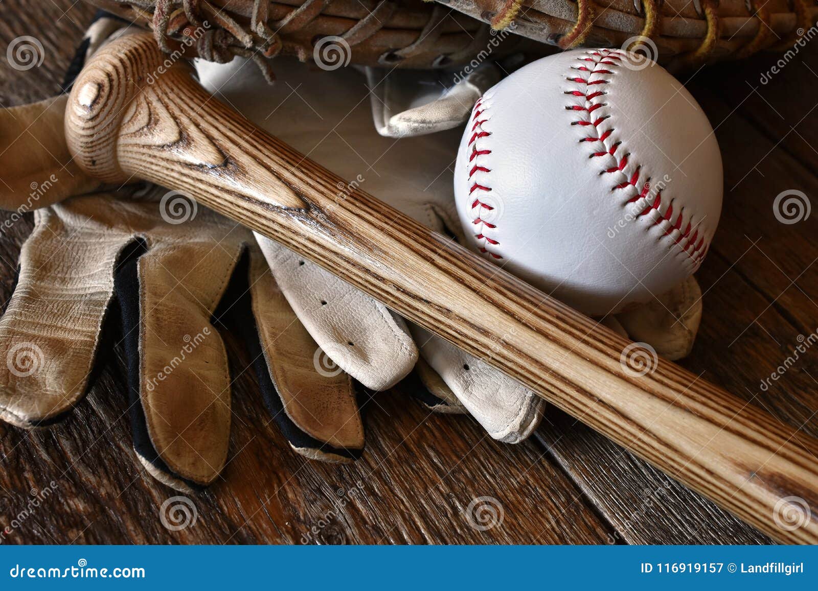 Old Baseball Equipment Close Up Stock Image - Image of vintage, white ...