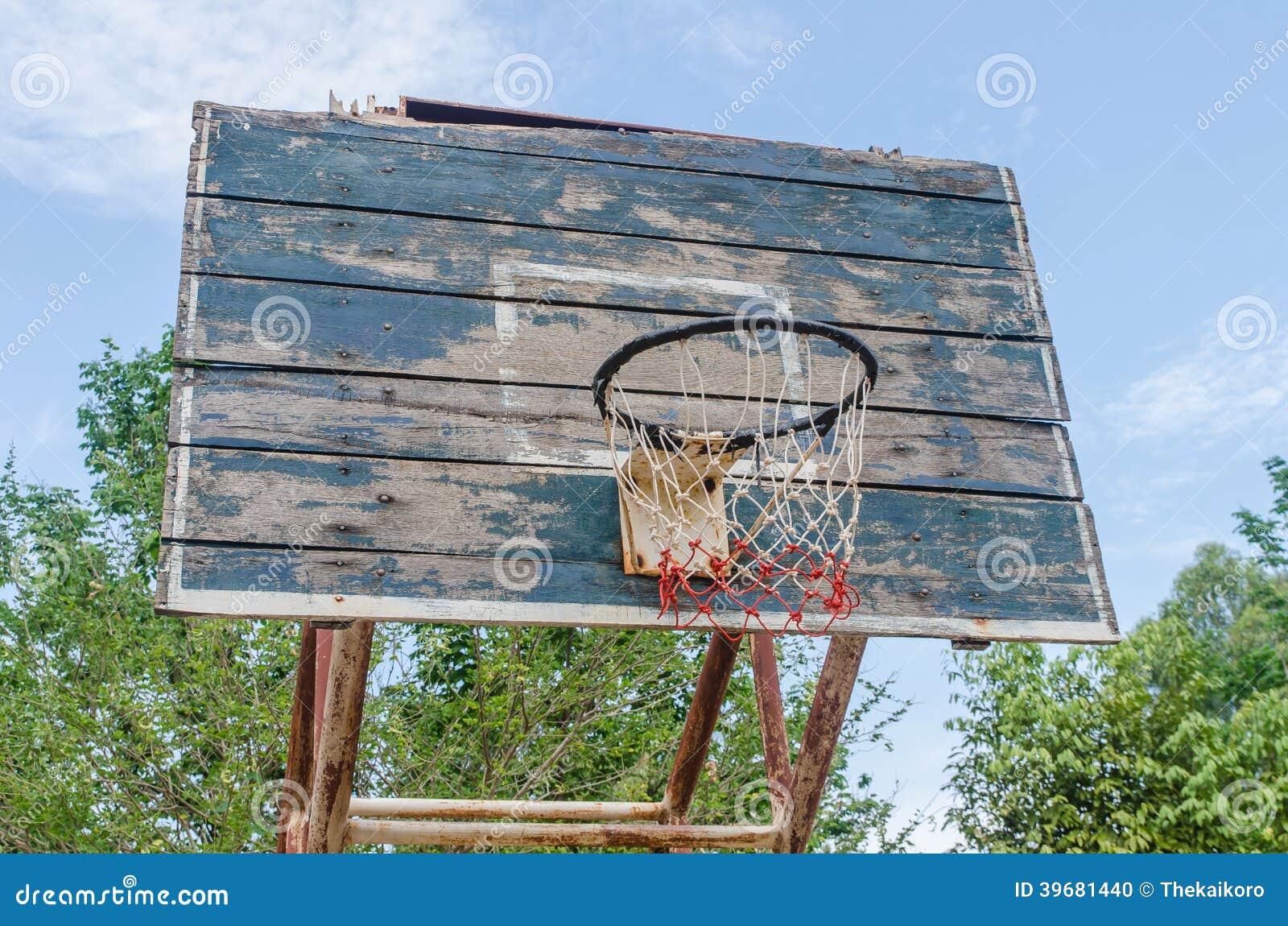 Old Basketball Hoop on a Blue Sky. Stock Photo - Image of detail ...