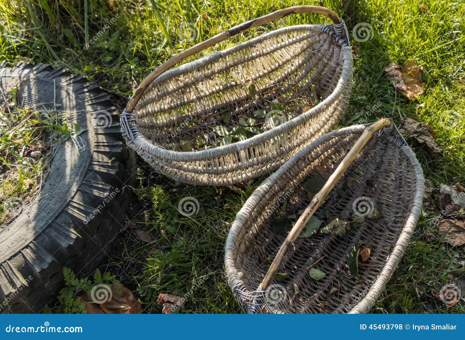 Old baskets stock photo. Image of black, tire, wood, forest - 45493798