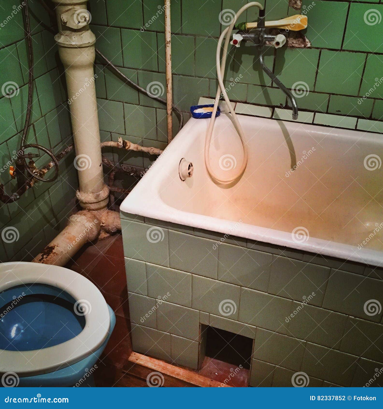 Old bathroom stock photo. Image of bath, tiled, toilet - 82337852