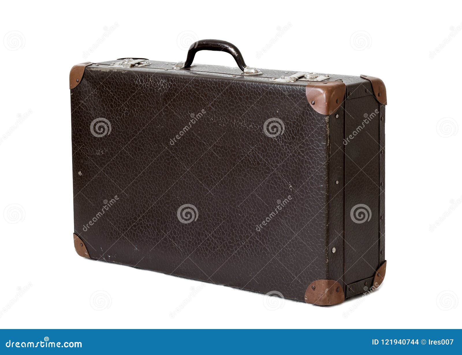 Old Battered Brown Suitcase Stock Photo - Image of leather, luggage ...