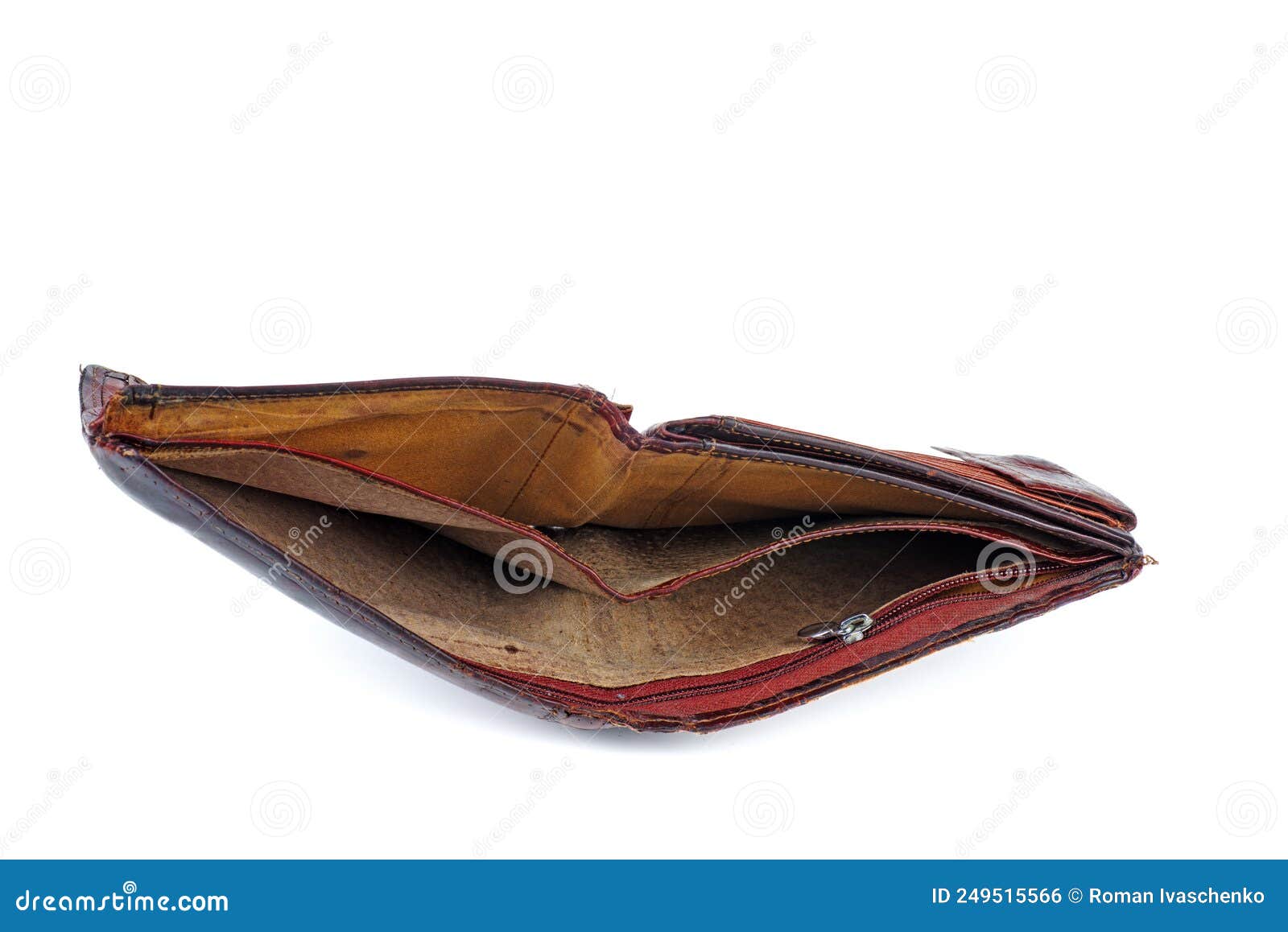 Old Battered Empty Wallet Isolated on White Stock Photo - Image of ...