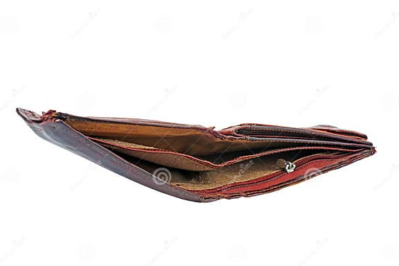 Old Battered Empty Wallet Isolated on White Stock Photo - Image of ...