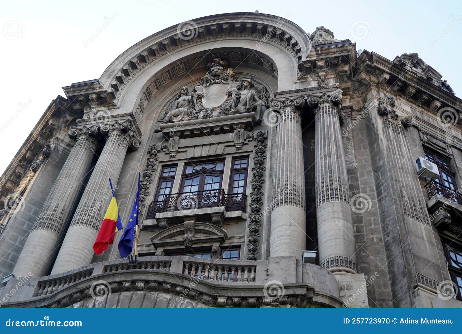 Facade of Old Palace of Chamber of Commerce and Industry in Bucharest ...