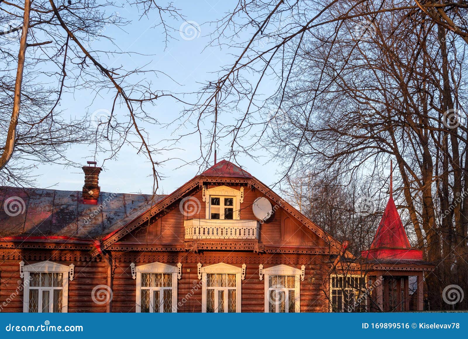 Old Beautiful Manor House in the Forest at Dawn Stock Photo - Image of ...