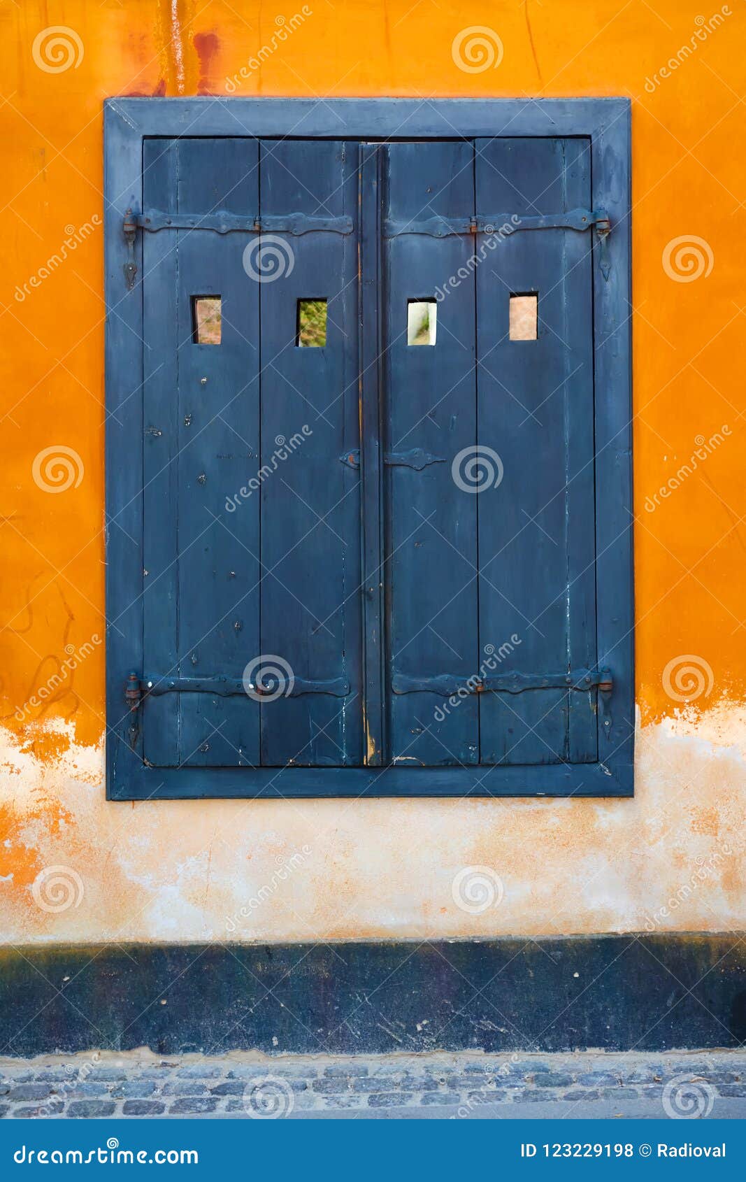 Old Beautiful Window on a Yellow Wall. Architecture. Backgrounds Stock ...
