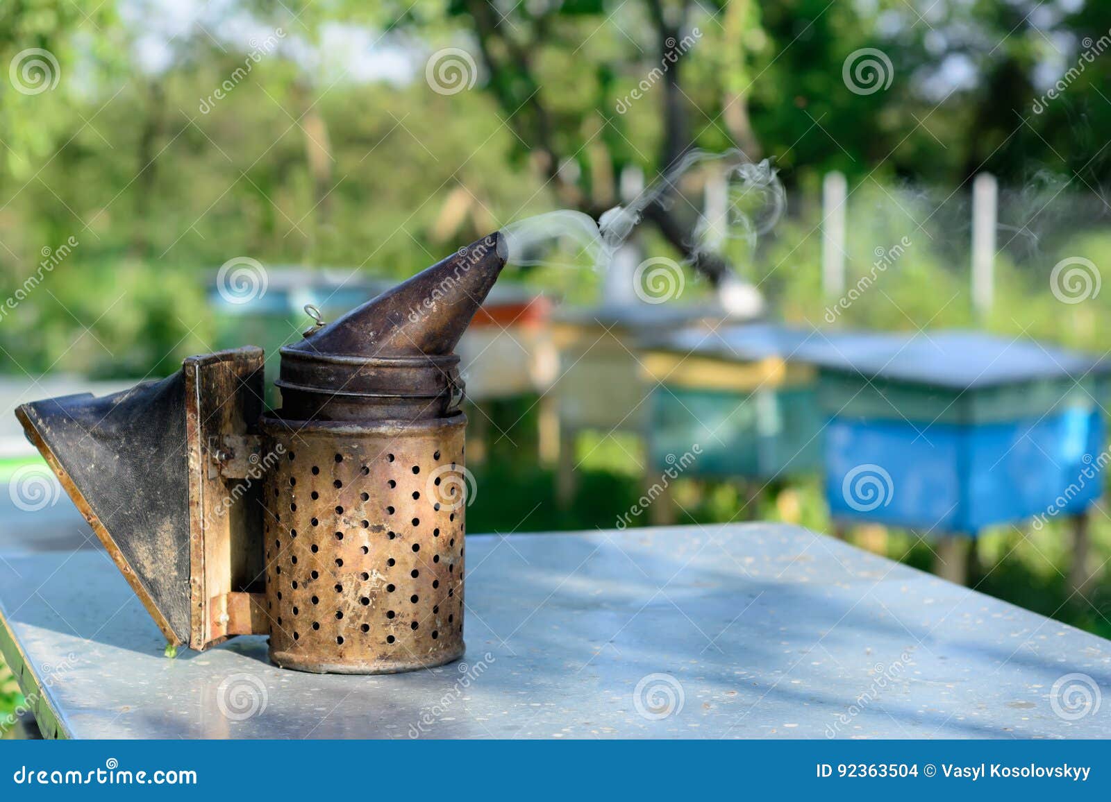 Old Bee Smoker. Beekeeping Tool. Apiary. Beekeeping. Stock Photo ...
