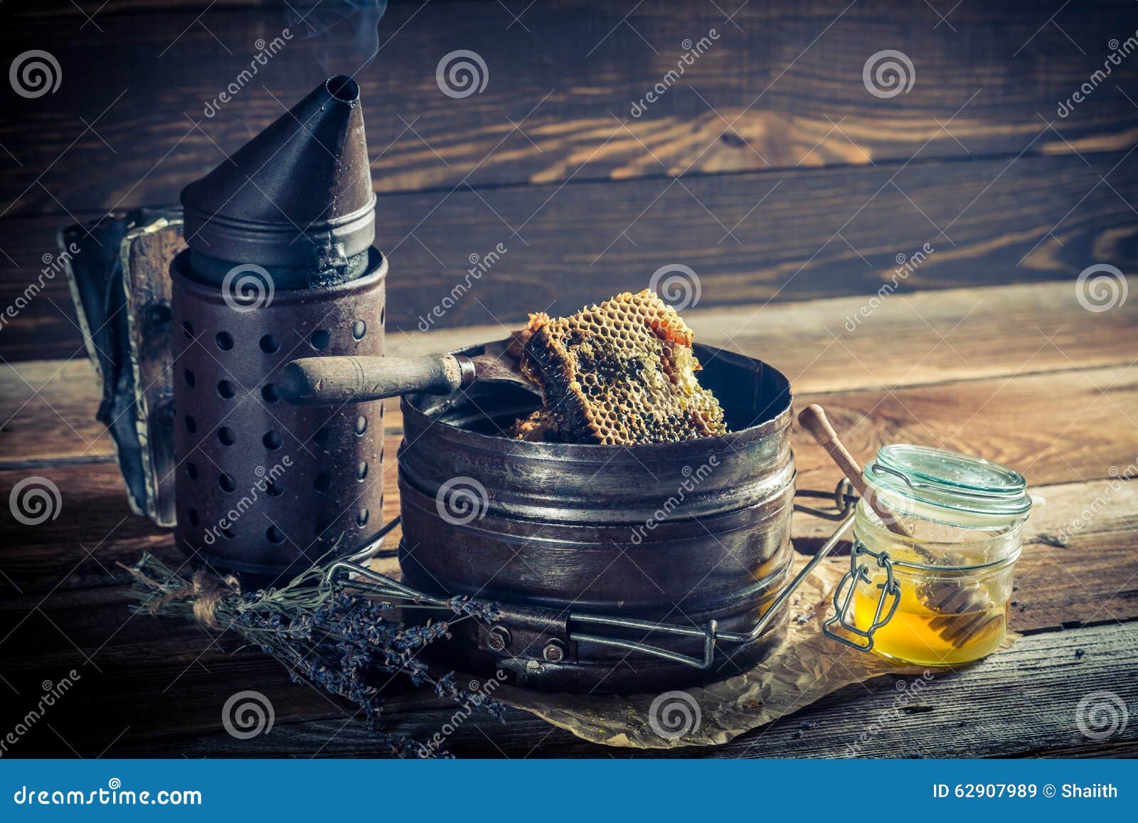 Old Beekeeper Working Tools with Honey Stock Image - Image of sweet ...