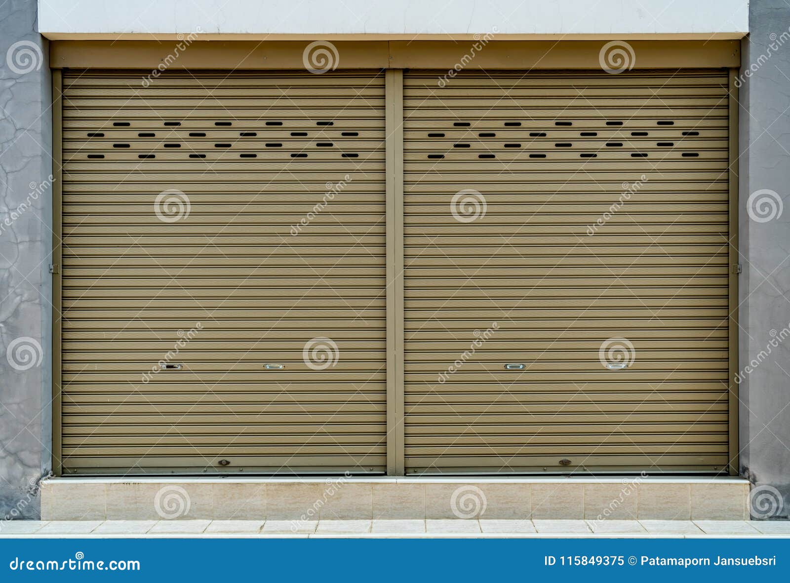 Old Beige Roller Shutter Door Stock Image - Image of roller, factory ...