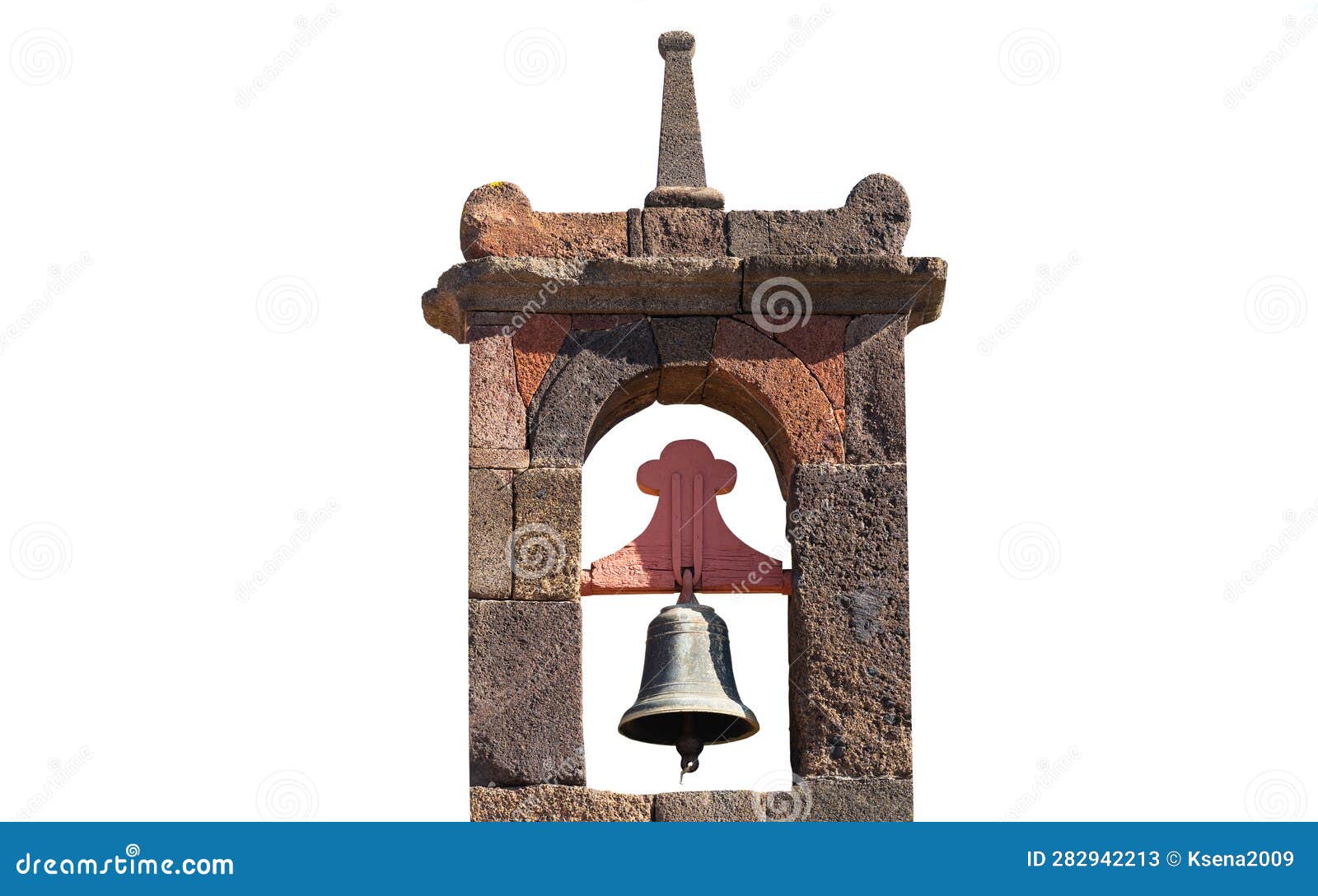 Old bell in arch isolated stock image. Image of travel - 282942213