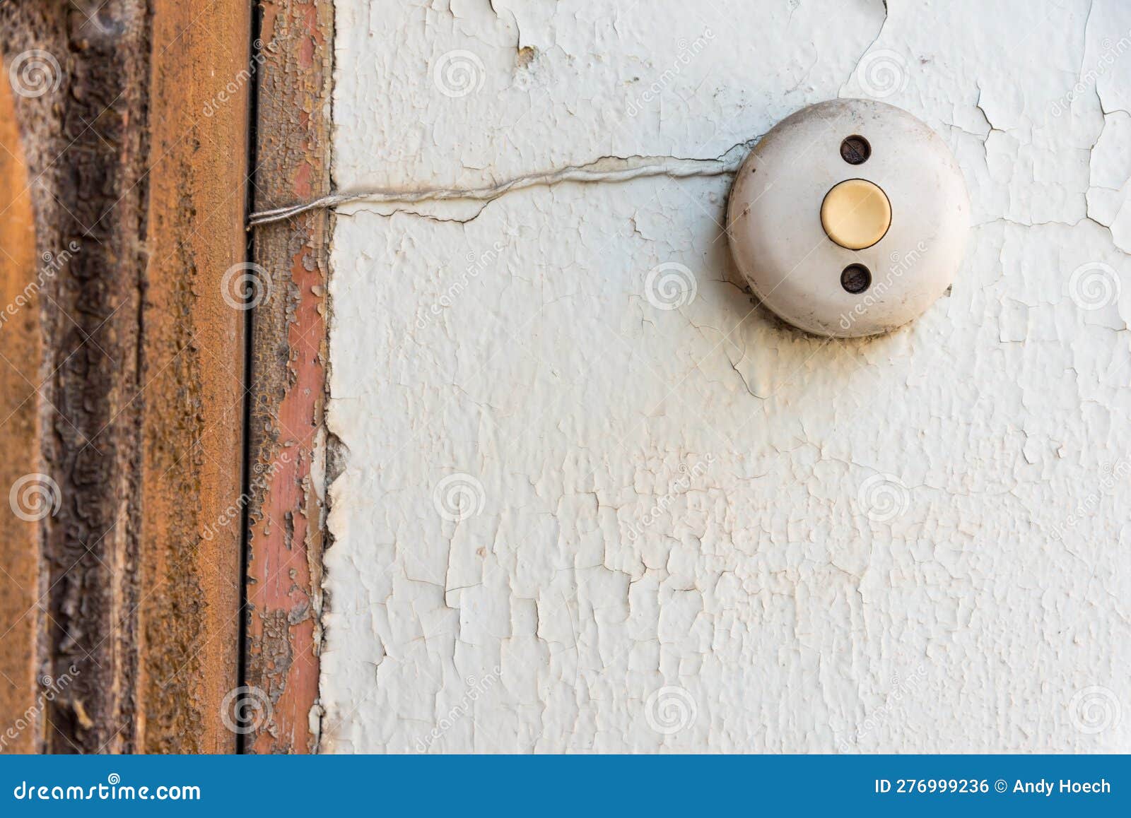 An Old Bell Button on a White Crumbling Facade Stock Photo - Image of ...