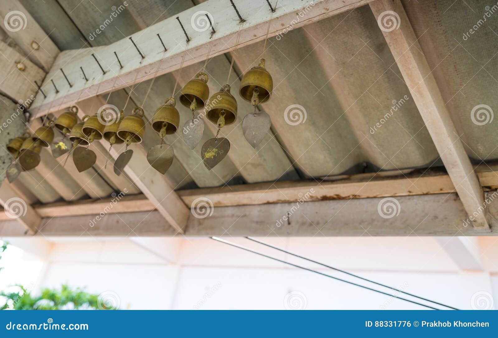 Old Bell on roof. stock photo. Image of gilsangsa, temple - 88331776