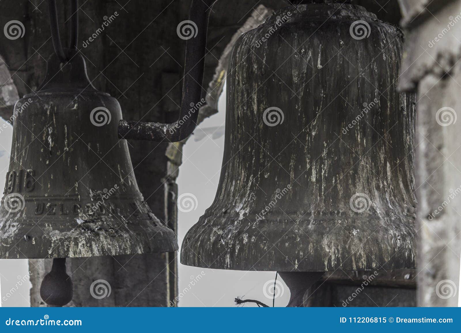 Old bells of the monastery stock image. Image of calm - 112206815