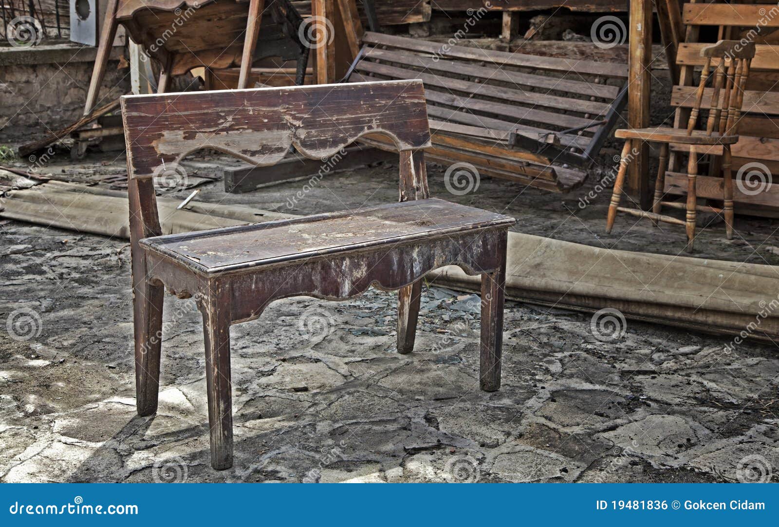 Old Bench stock photo. Image of bench, wooden, ruins - 19481836