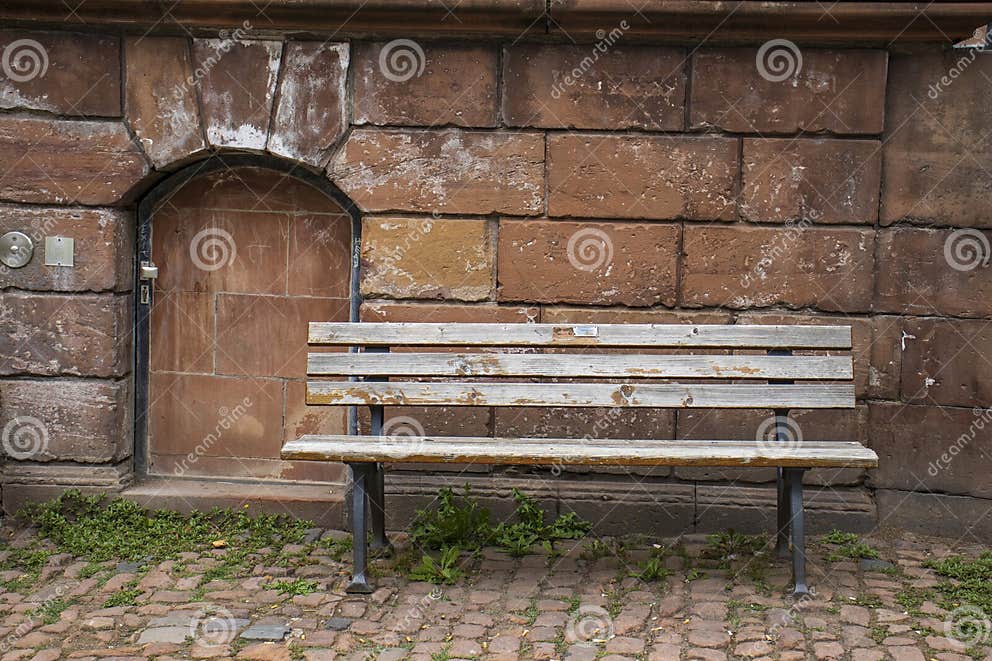 The Old Bench of the Castle Wall in the Old Town of Germany Stock Image ...