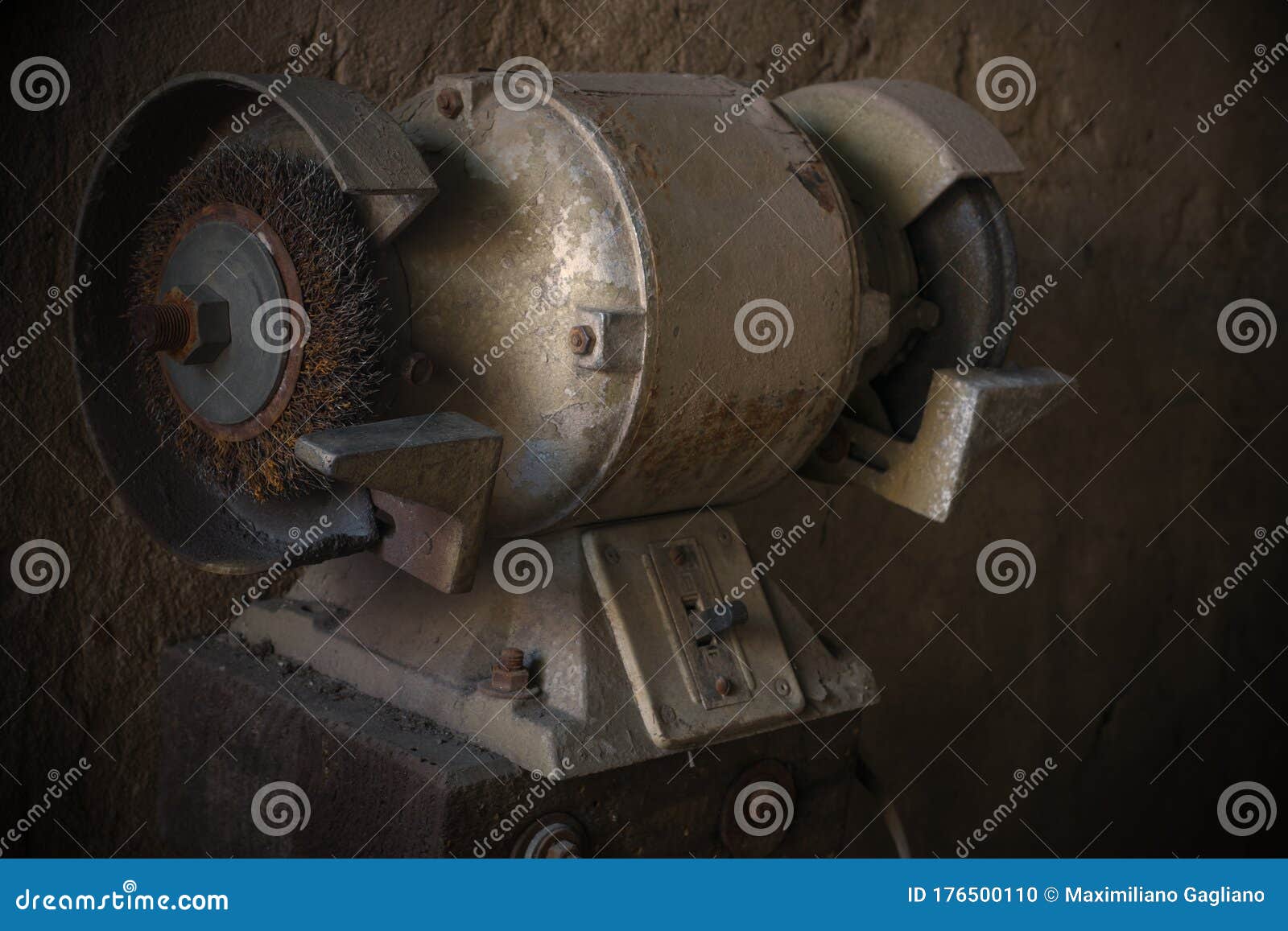 Old Bench Grinder in a Car Workshop Stock Photo - Image of grinder ...