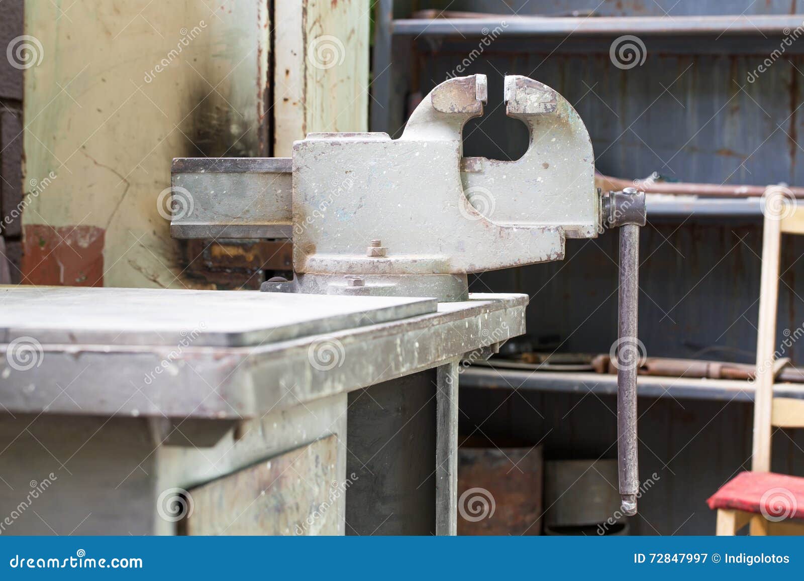 Old bench metal vise. stock image. Image of factory, garage - 72847997