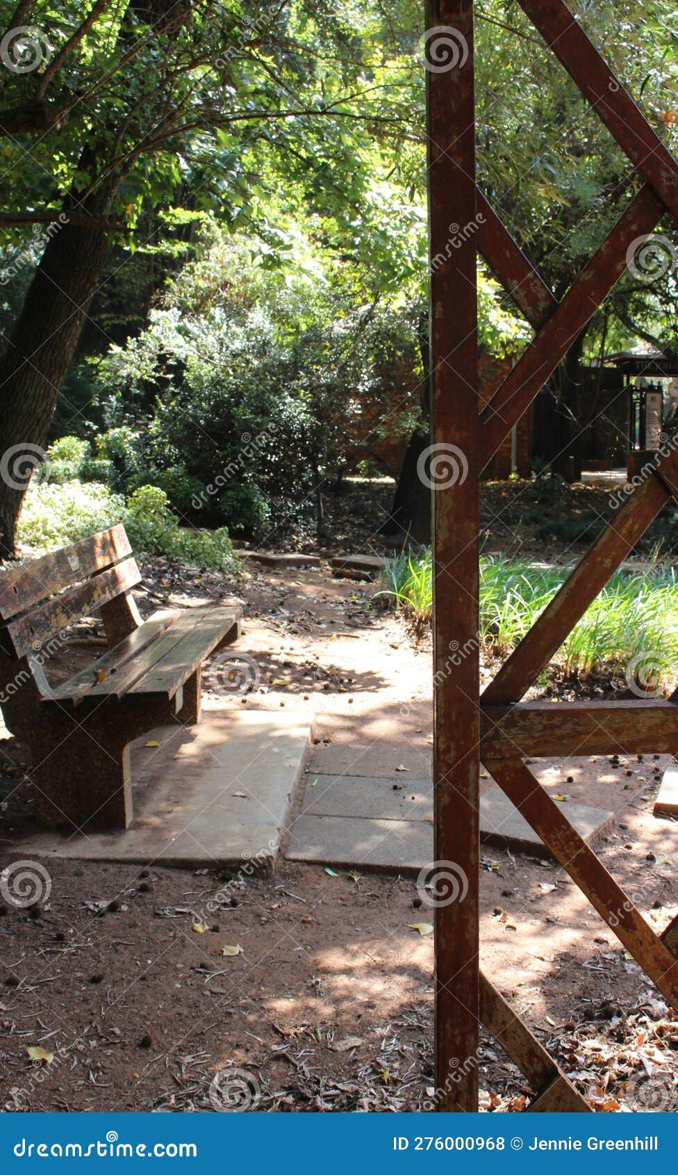 Old Bench Next To the Rusted Iron Gazebo Stock Photo - Image of home ...