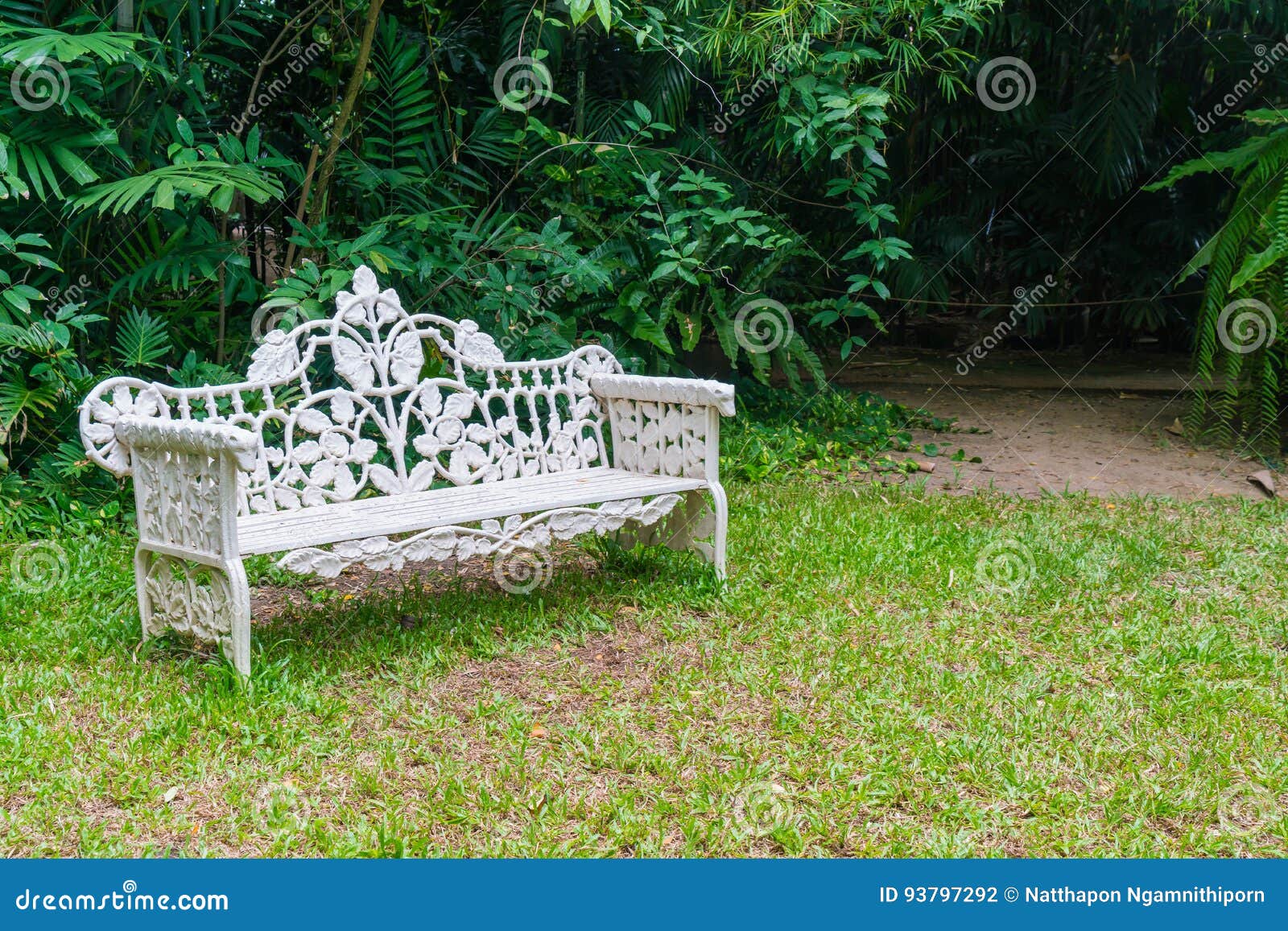 Old bench in park stock photo. Image of space, background - 93797292