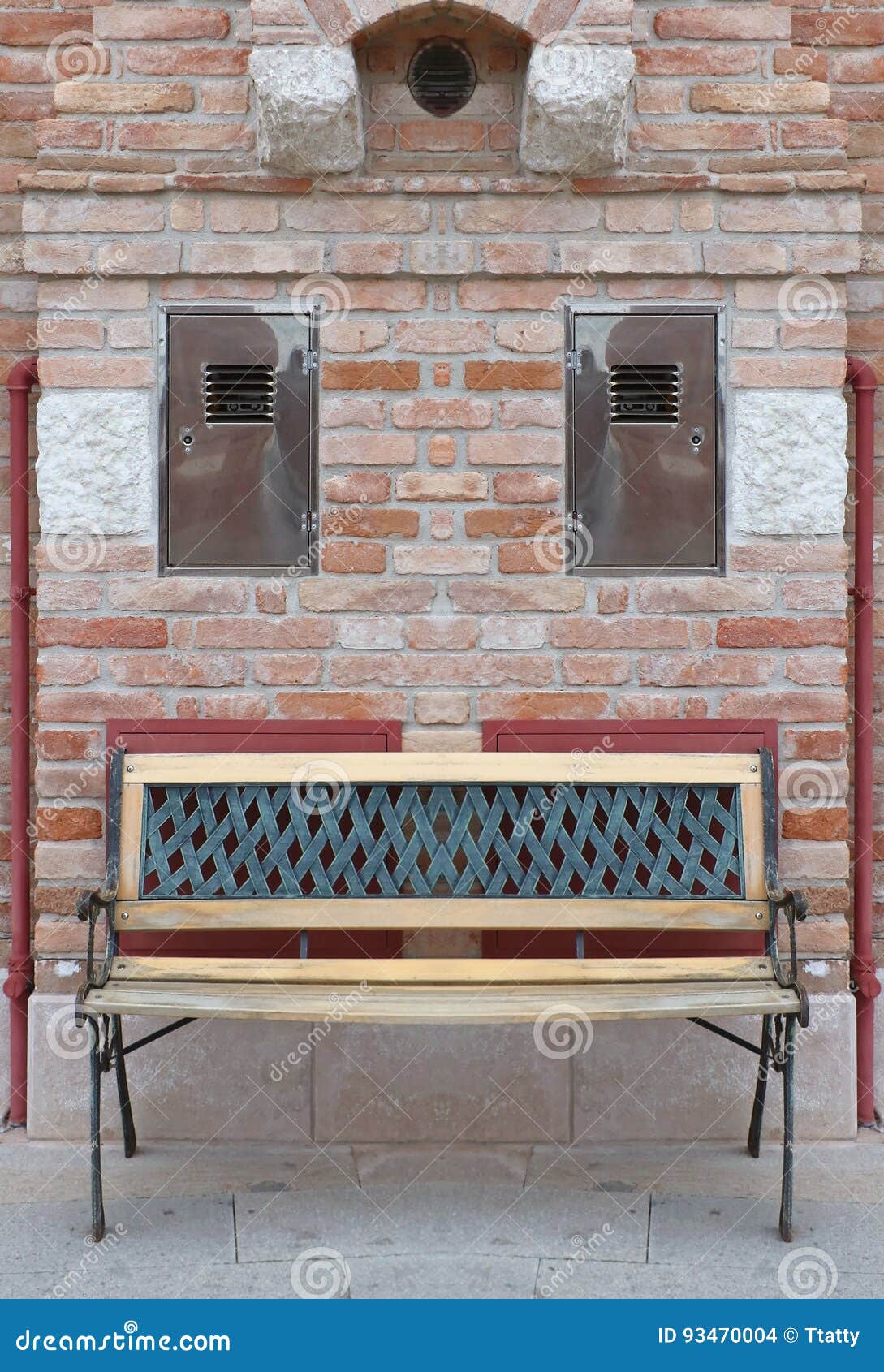 Old bench seat stock photo. Image of wooden, brick, brickwall - 93470004