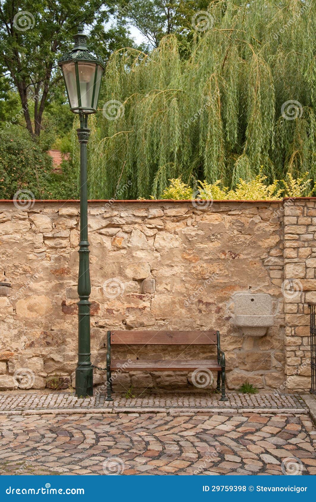 Bench on the street stock photo. Image of antique, frame - 29759398