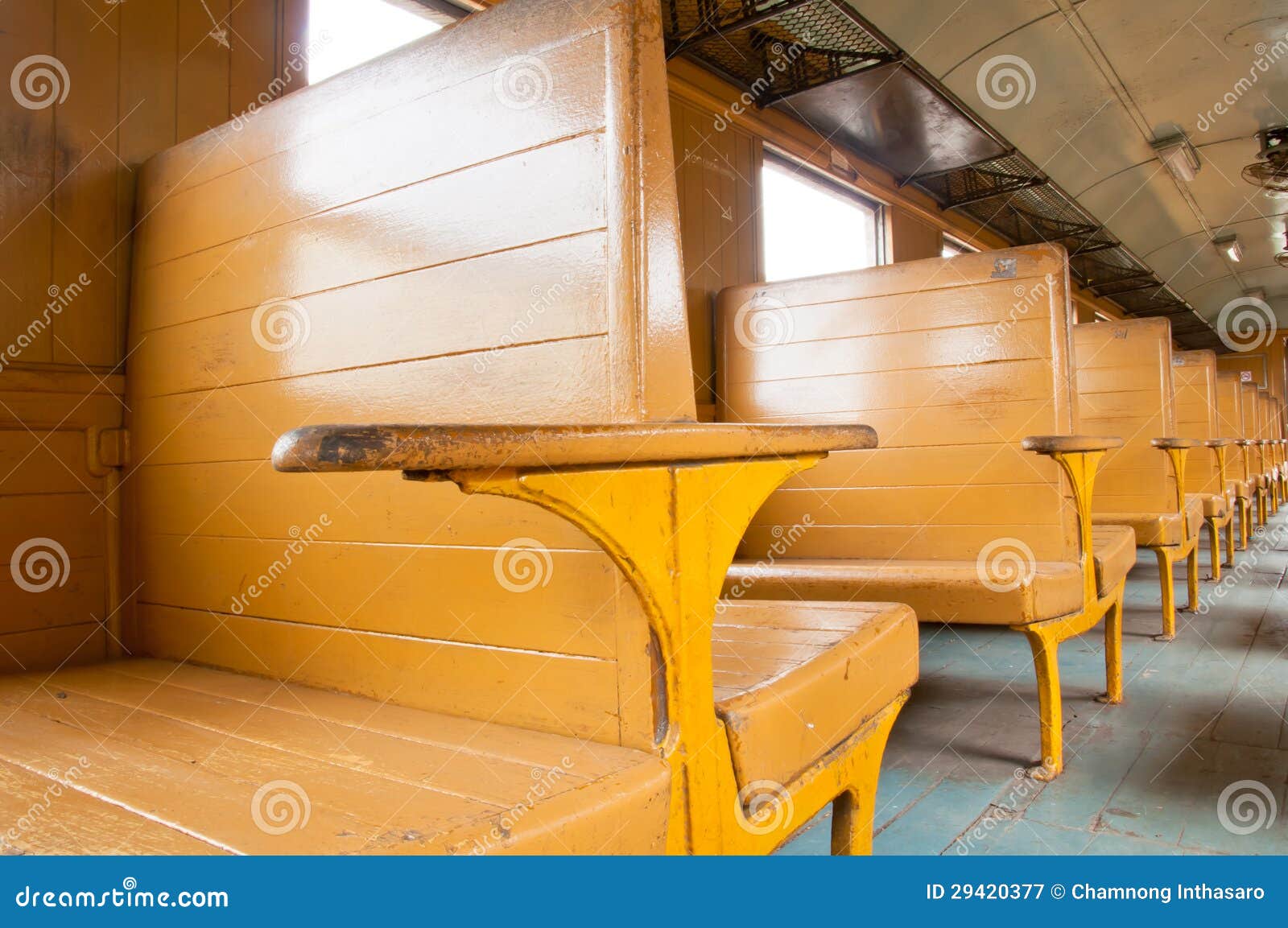 Old bench in train stock image. Image of bogie, rail - 29420377