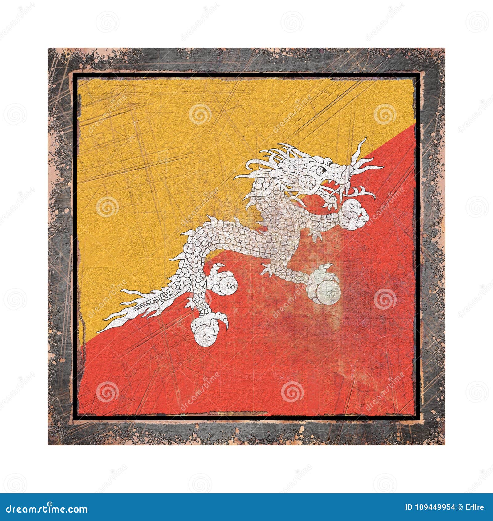 Old Bhutan flag stock illustration. Illustration of bhutanese - 109449954