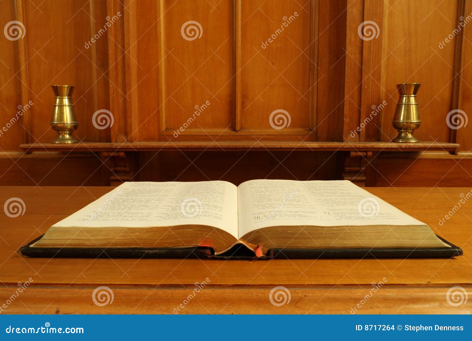 Old Bible Open on Communion Table Stock Photo - Image of communion ...
