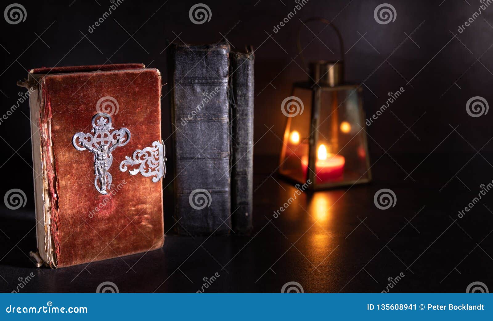 Old Bible on a Table with Candle Light Stock Image - Image of aged ...