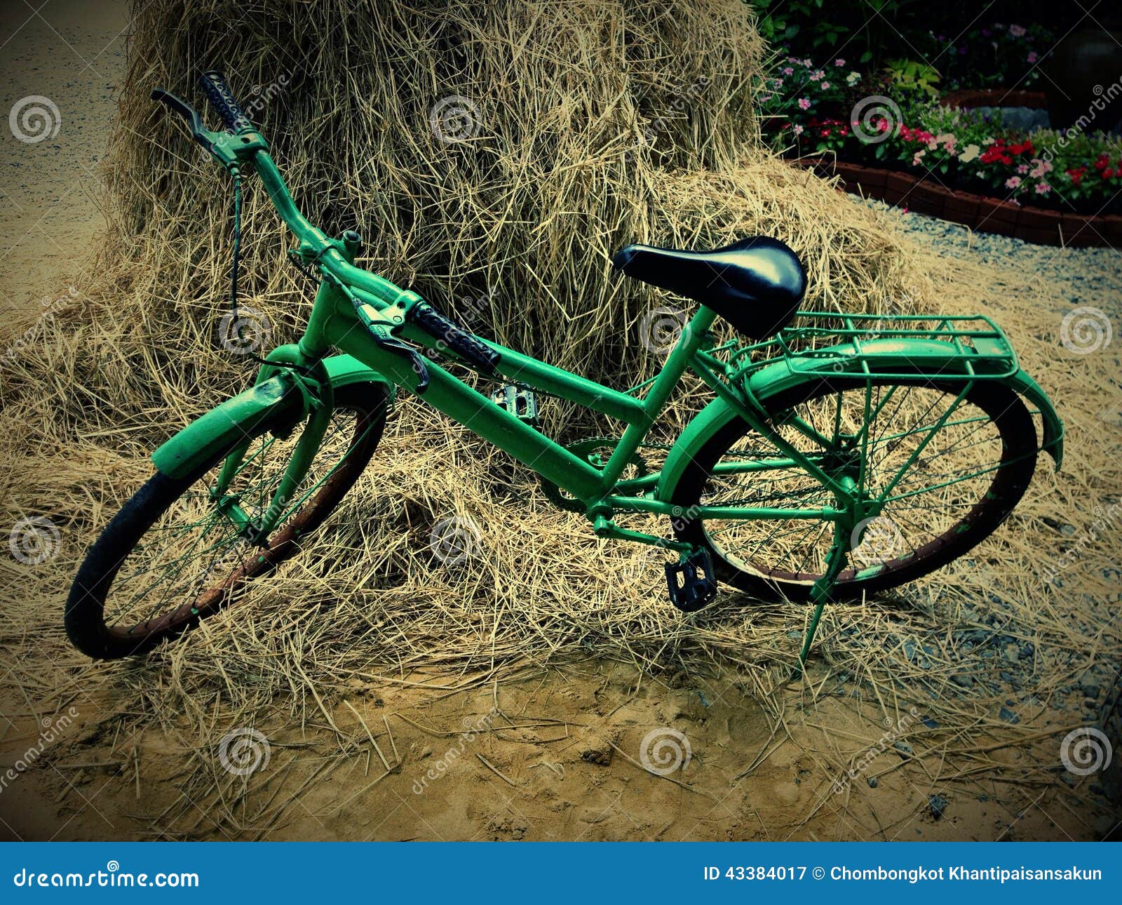 Old bicycle stock image. Image of farm, green, straw - 43384017