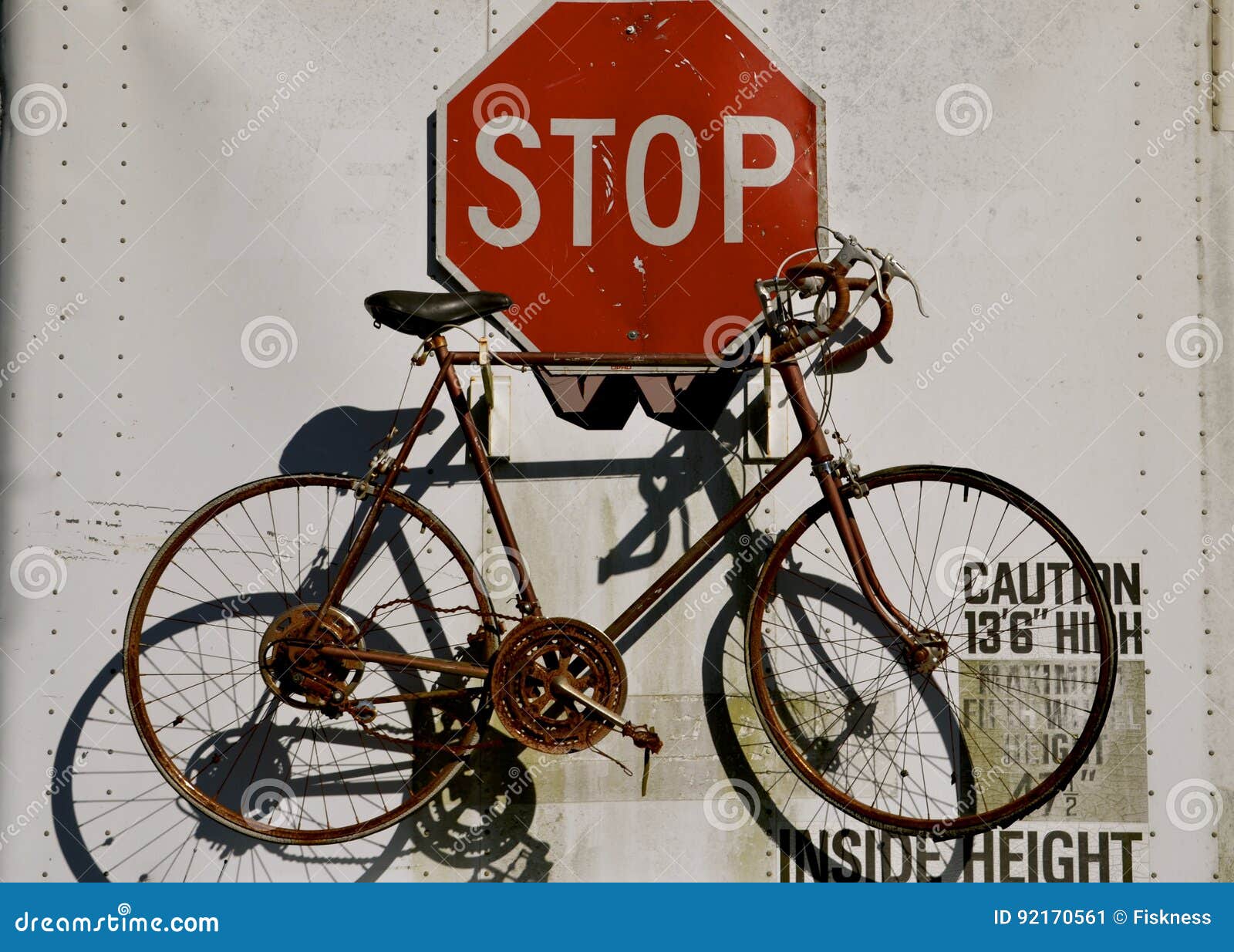 Old Bicycle and a Stop Sign Stock Image - Image of bicycle, antique ...