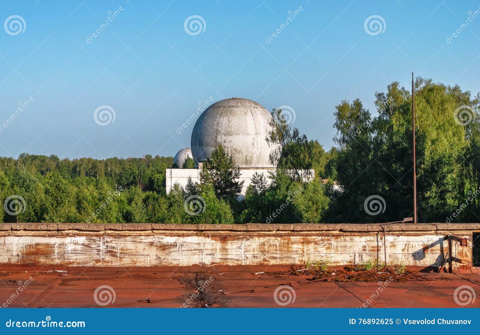 Old Big Dome Of A Radar Antenna On The Roof Of The Building Of A ...