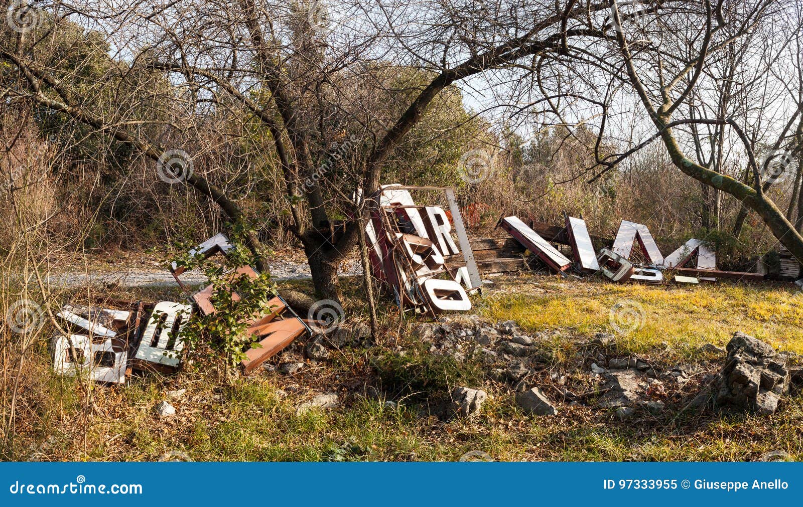 Old big letters of a sign stock image. Image of abandoned - 97333955