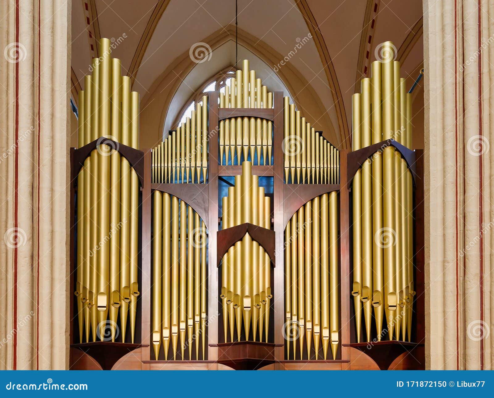 Old Big Organ in the Church Stock Photo - Image of indoors, metal ...