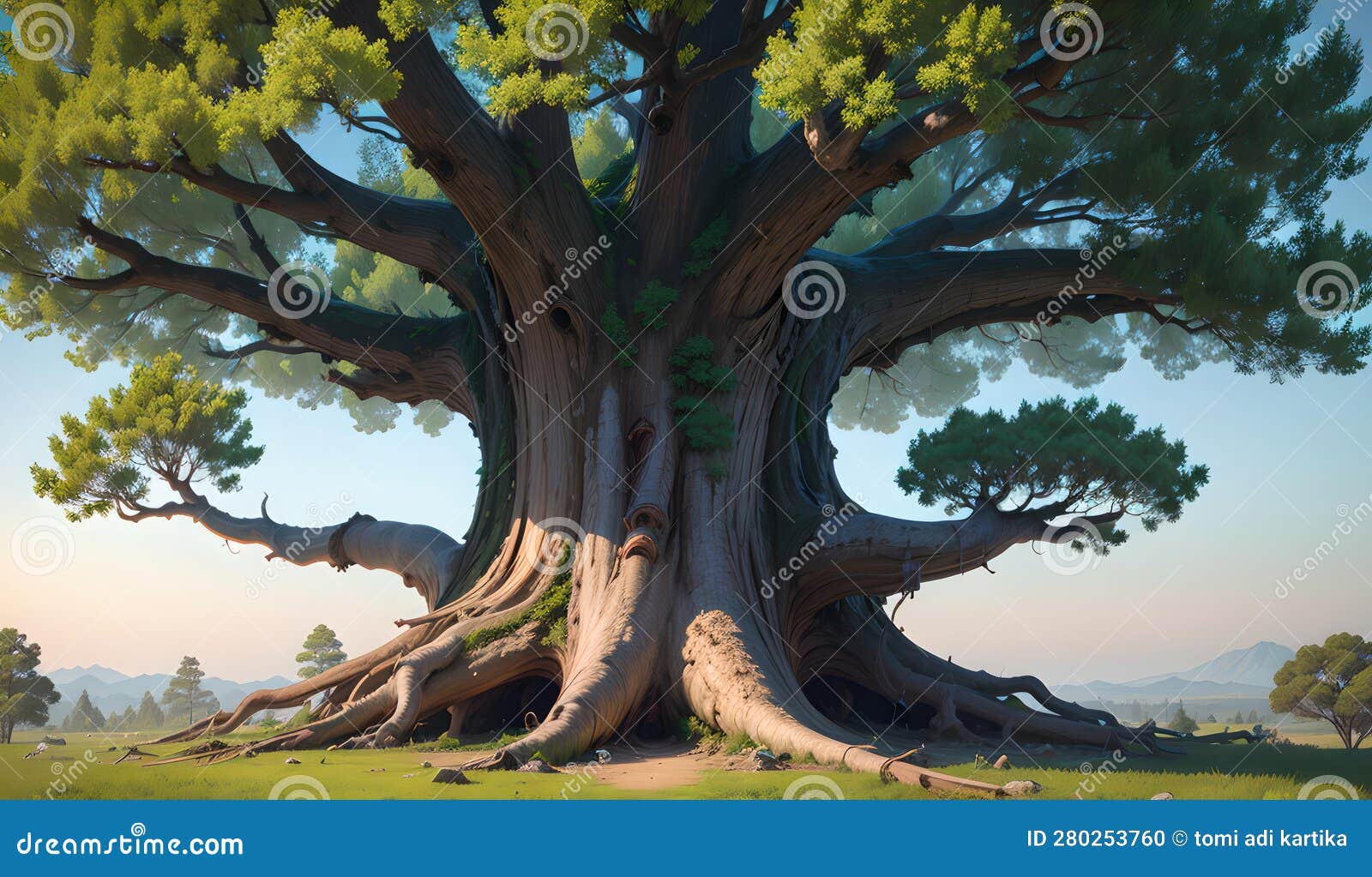 Old and big tree stock illustration. Illustration of nature - 280253760