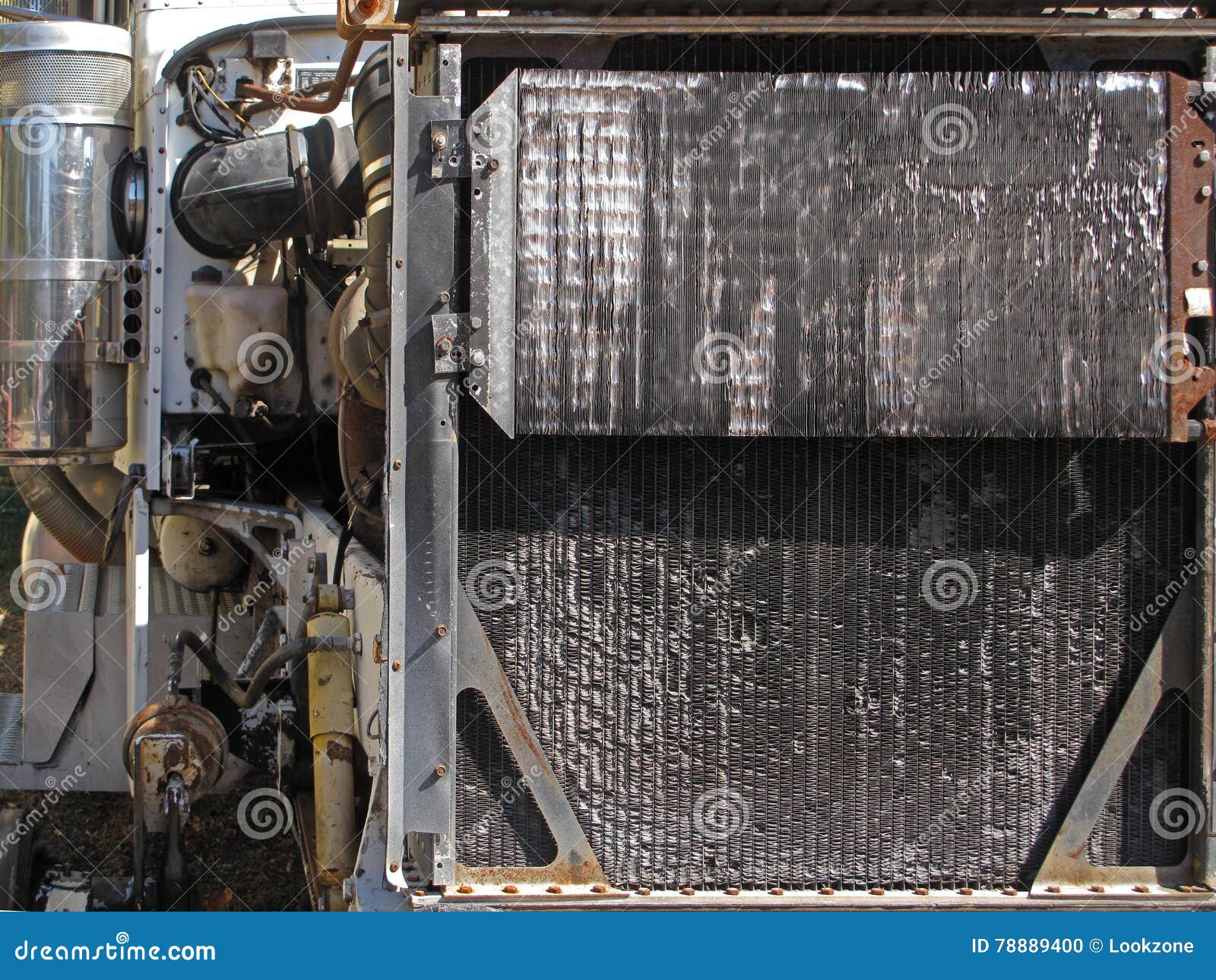 Old Big Truck Engine Radiator Stock Photo - Image of coils, diesel ...