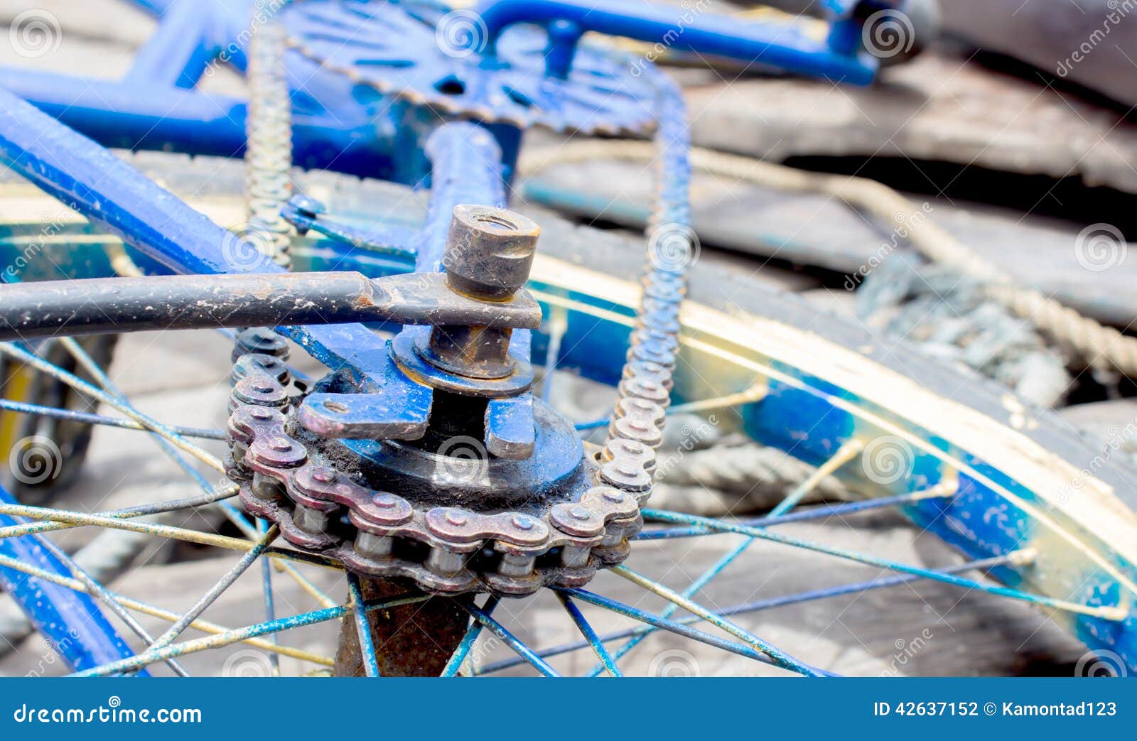 Old bike chain stock photo. Image of pinion, rusty, detail - 42637152