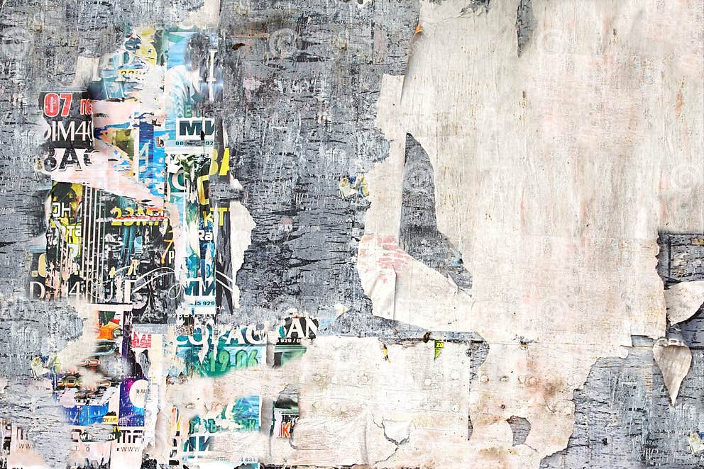 Old Billboard with Torn Posters Stock Photo - Image of signs, isolated ...