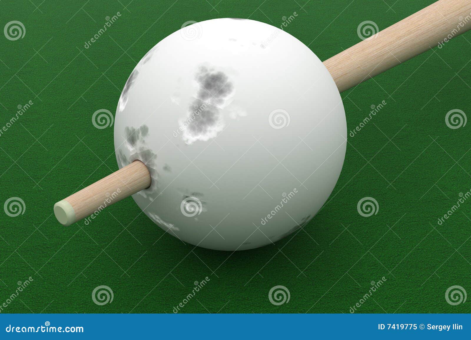 Old Billiard Ball Punched Cue. Stock Illustration - Illustration of ...