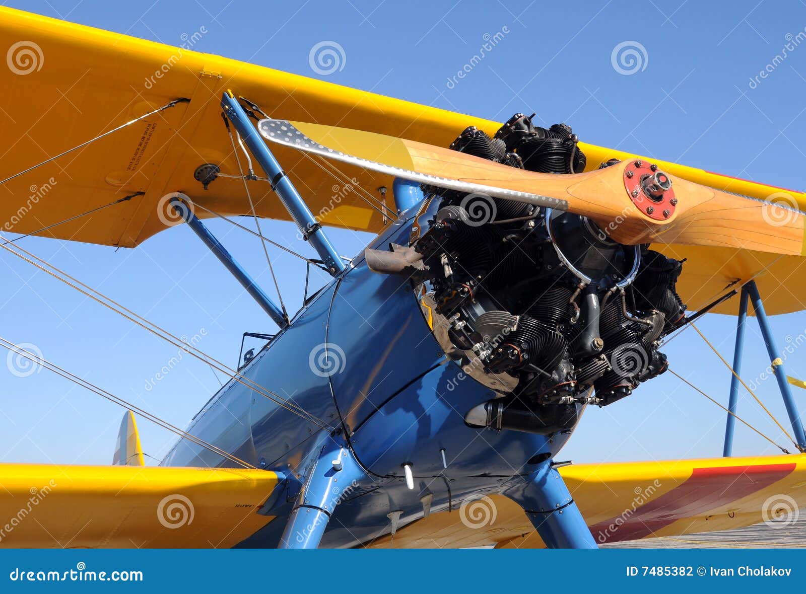 Old biplane stock photo. Image of bright, propeller, retro - 7485382