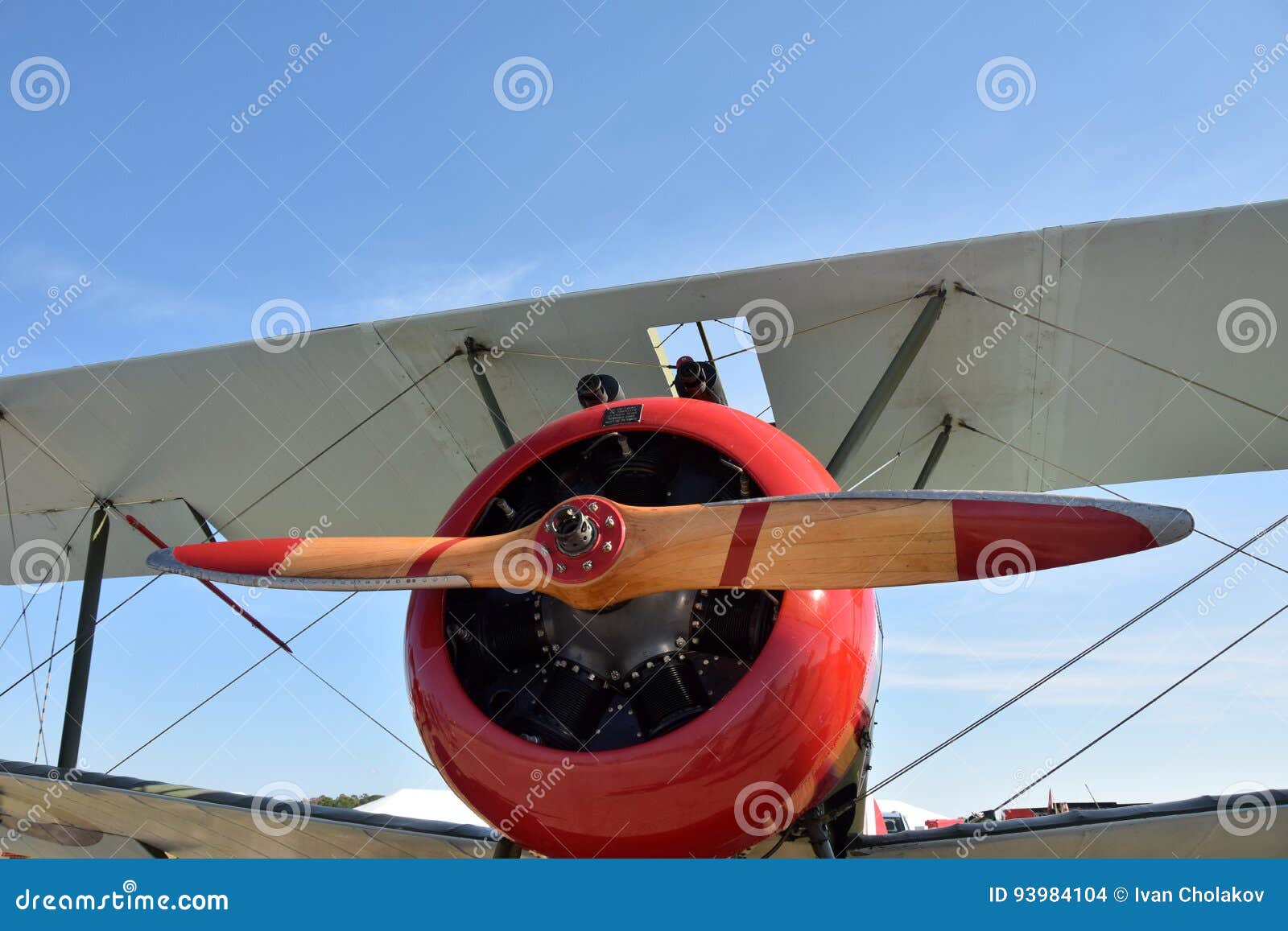 Old biplane front view stock photo. Image of historic - 93984104